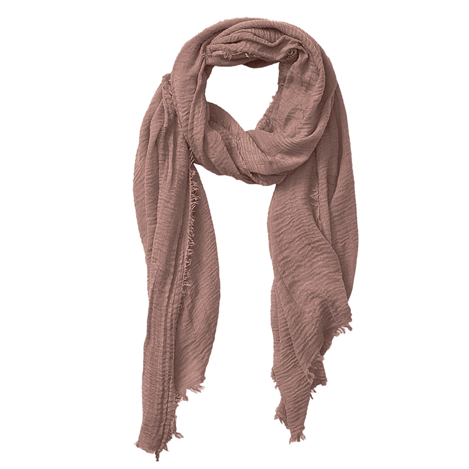 Ediodpoh Women Solid Crinkle Vintage Soft Scarf with Fringed Long Edges ...