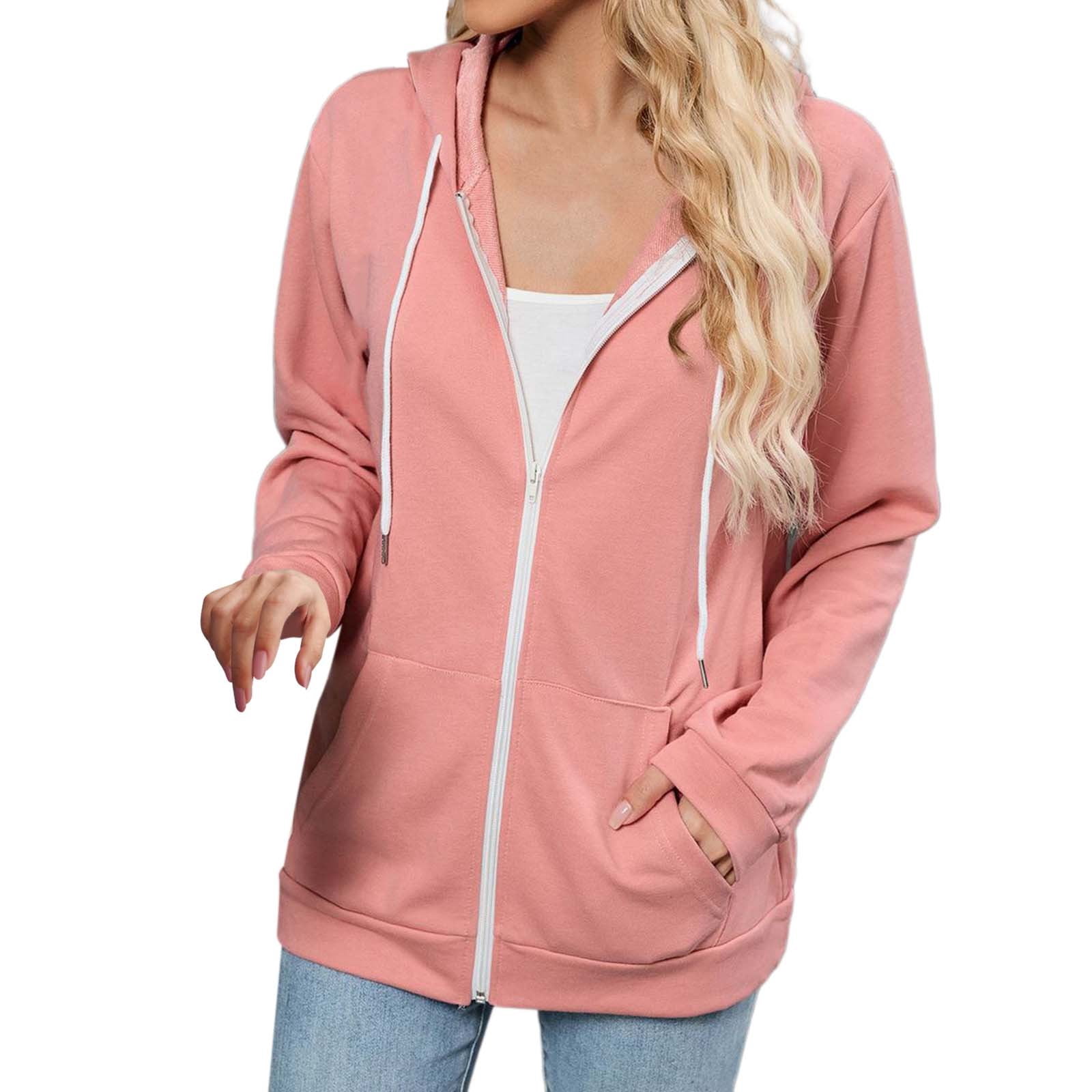 Ediodpoh Women's Contrast Color Zip up Pocket Hoodies for Women for ...