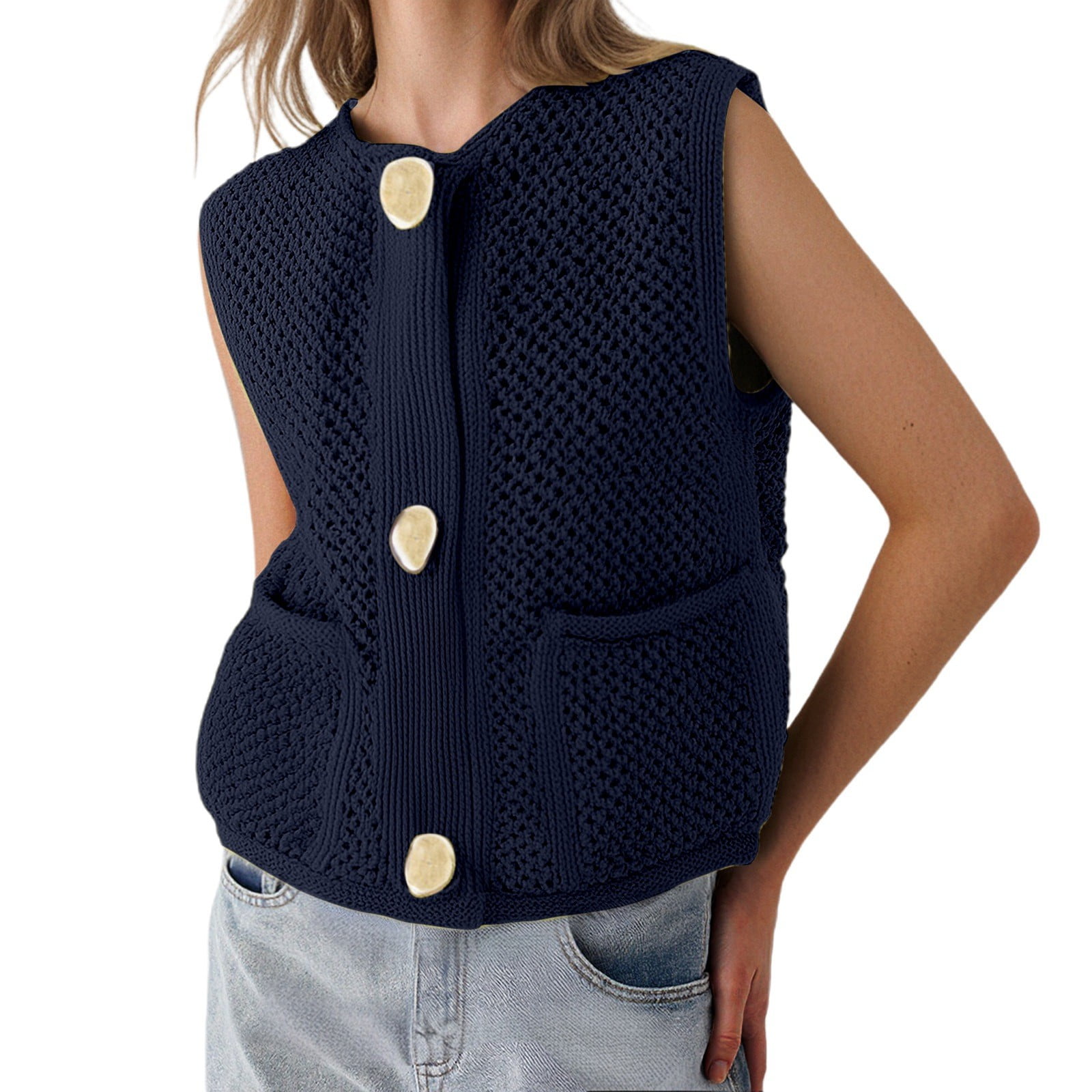 Ediodpoh Women’s Fashion Crochet Lace up Vest with Hollow Out Design ...