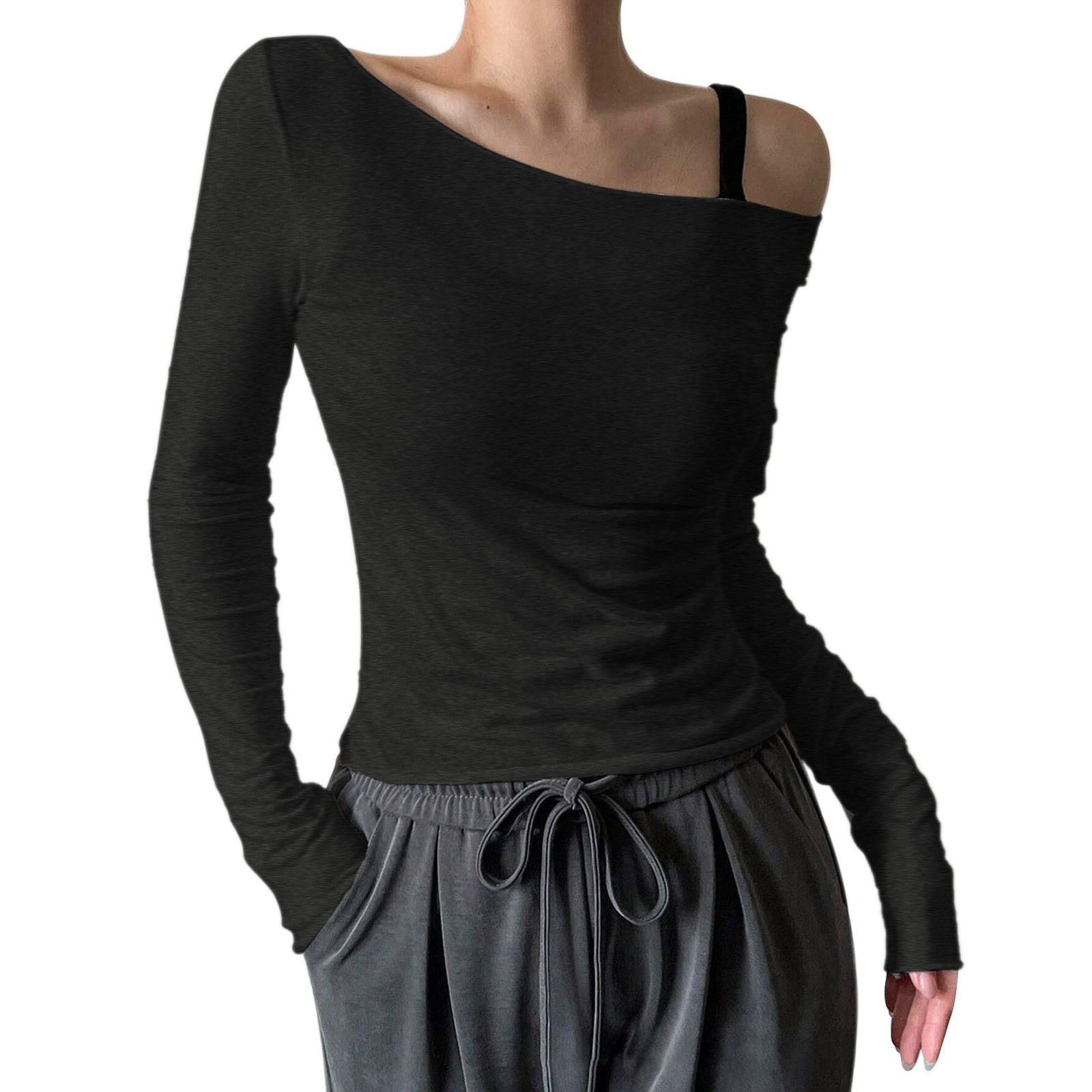 Riforla Women's Sheer Mesh off The Shoulder Tops Long Sleeve See ...