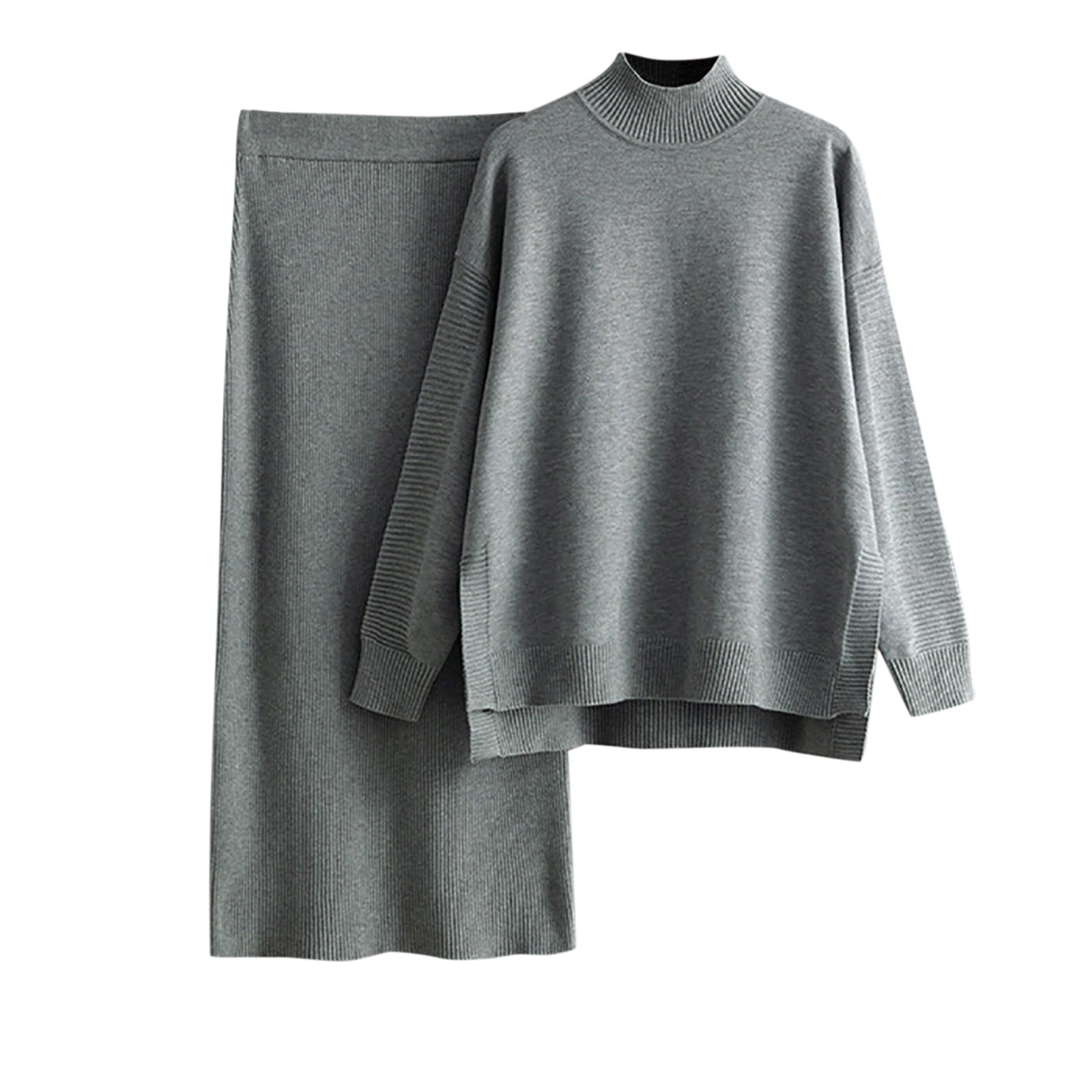 Ediodpoh Women's Sweater Set Autumn and Winter 2025 Solid Color Half ...