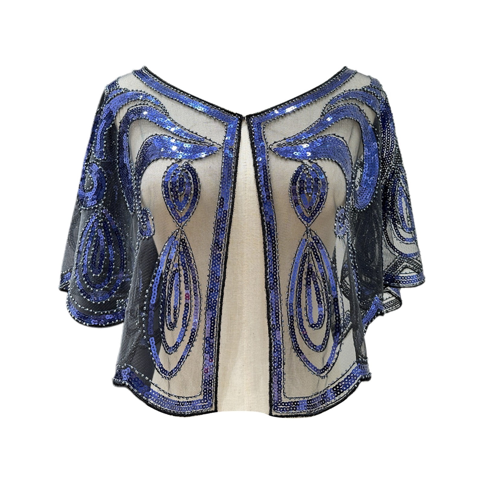 Riforla Womens 1920s Flapper Shawl Sequin Beaded Cover up for Evening ...