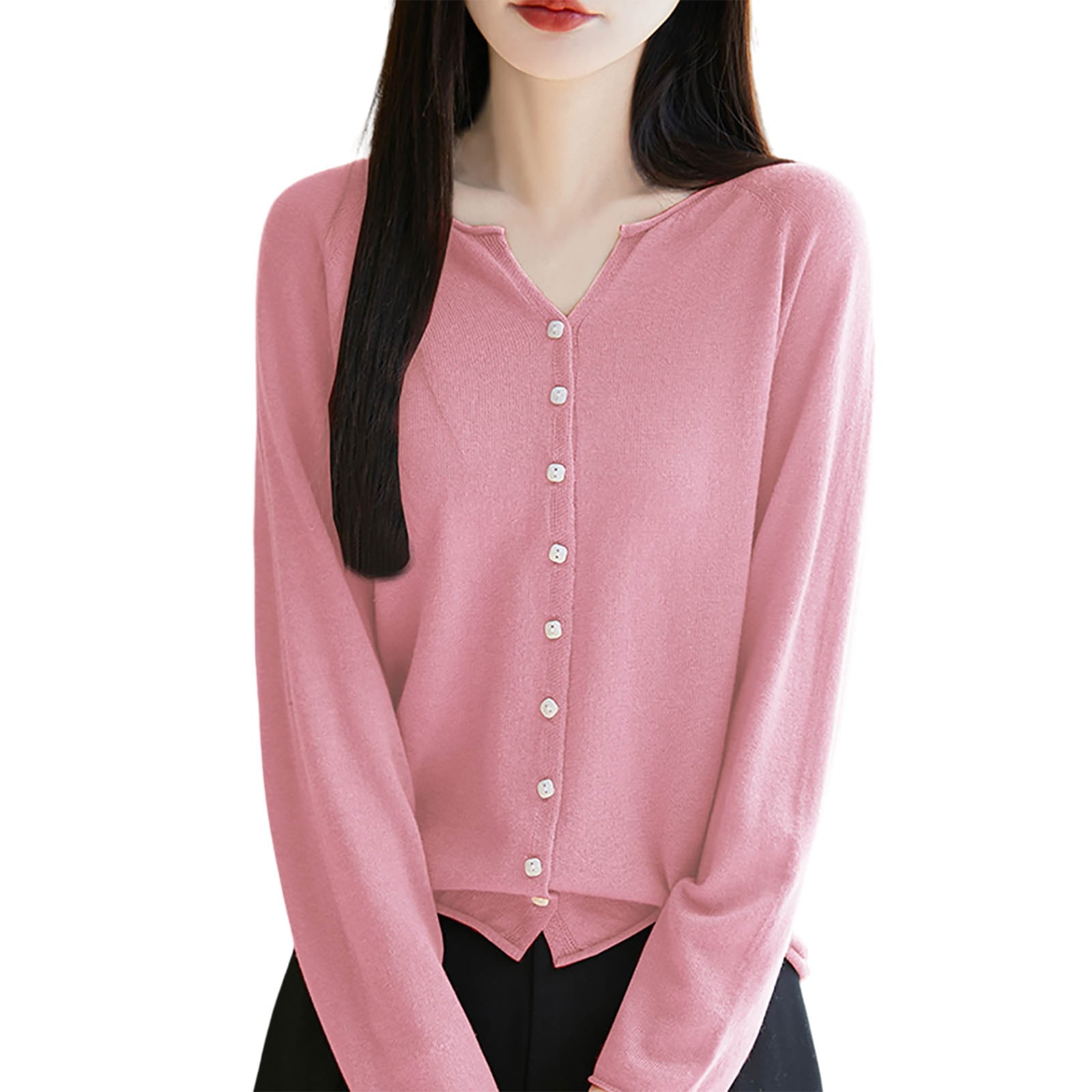 Ediodpoh Womens Cardigan Lightweight Seamless Knit V Neck Open Front ...