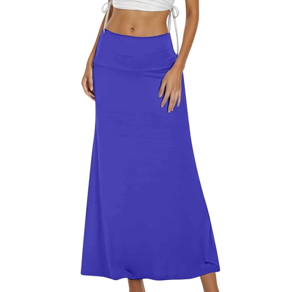 Ediodpoh Womens Skirt Casual Ruched Stretchy High Waist A Line Skirt ...