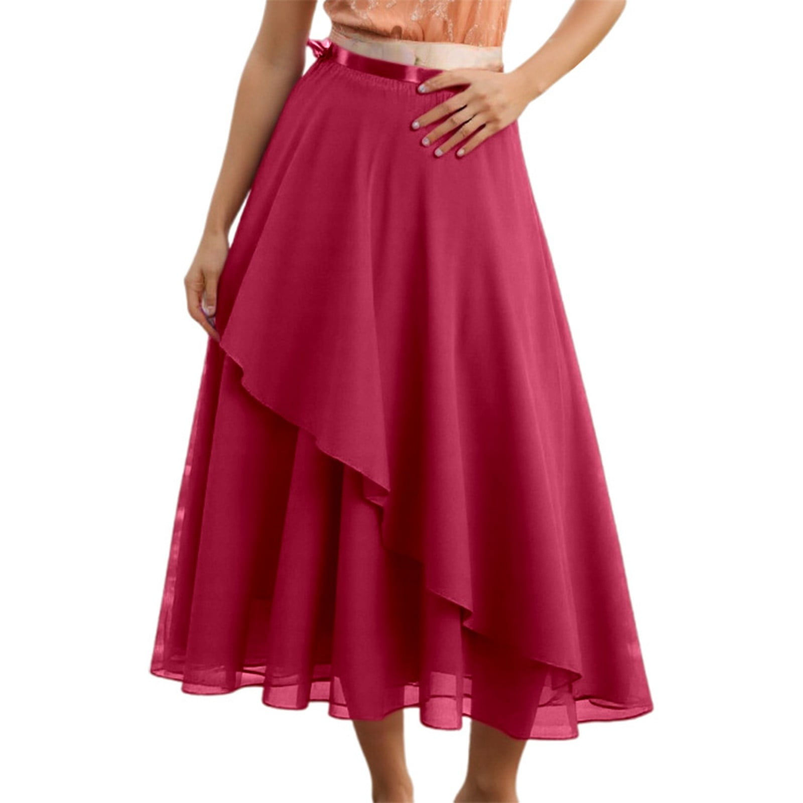 Ediodpoh Womens Skirts Ballet Skirt for Daily Use Mesh Chiffon Overlay ...