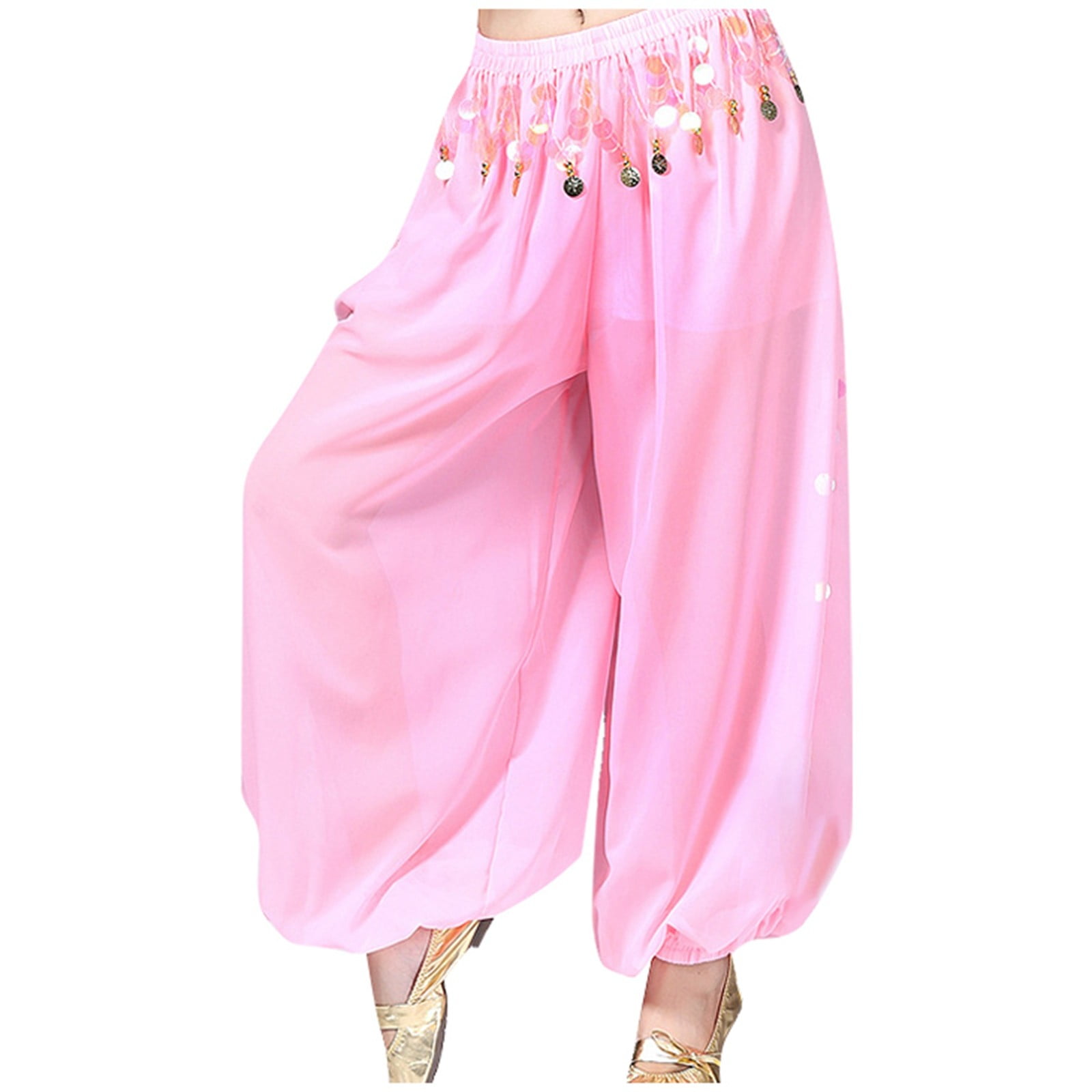 Ediodpoh Womens Stylish Belly Dance Chiffon Split Wide Leg Sequined ...