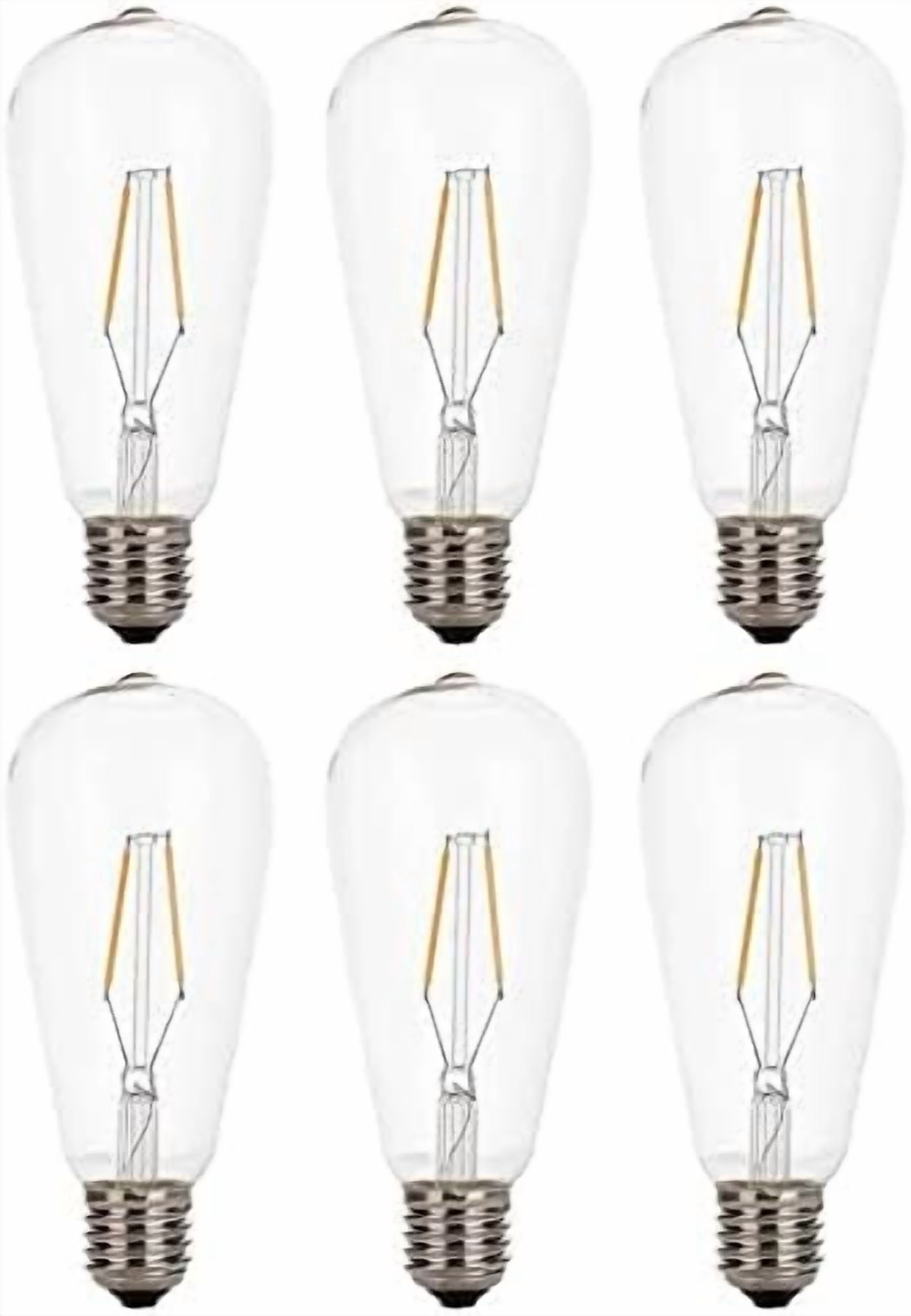 Edison Bulbs E26/E27 Base 2W LED Filament Bulbs(20 Watt Equivalent ...