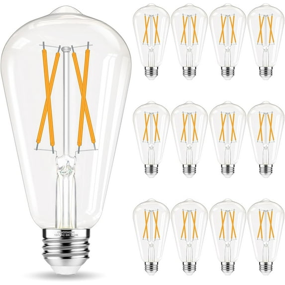 Edison Bulbs, E26 LED Bulb 60 watt Equivalent, Non-Dimmable, Soft White ...
