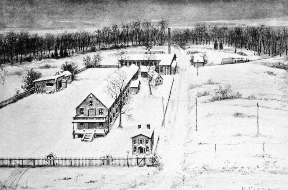 Edison Laboratory, 1880. /Nwinter Scene At The Edison Laboratory, Menlo ...