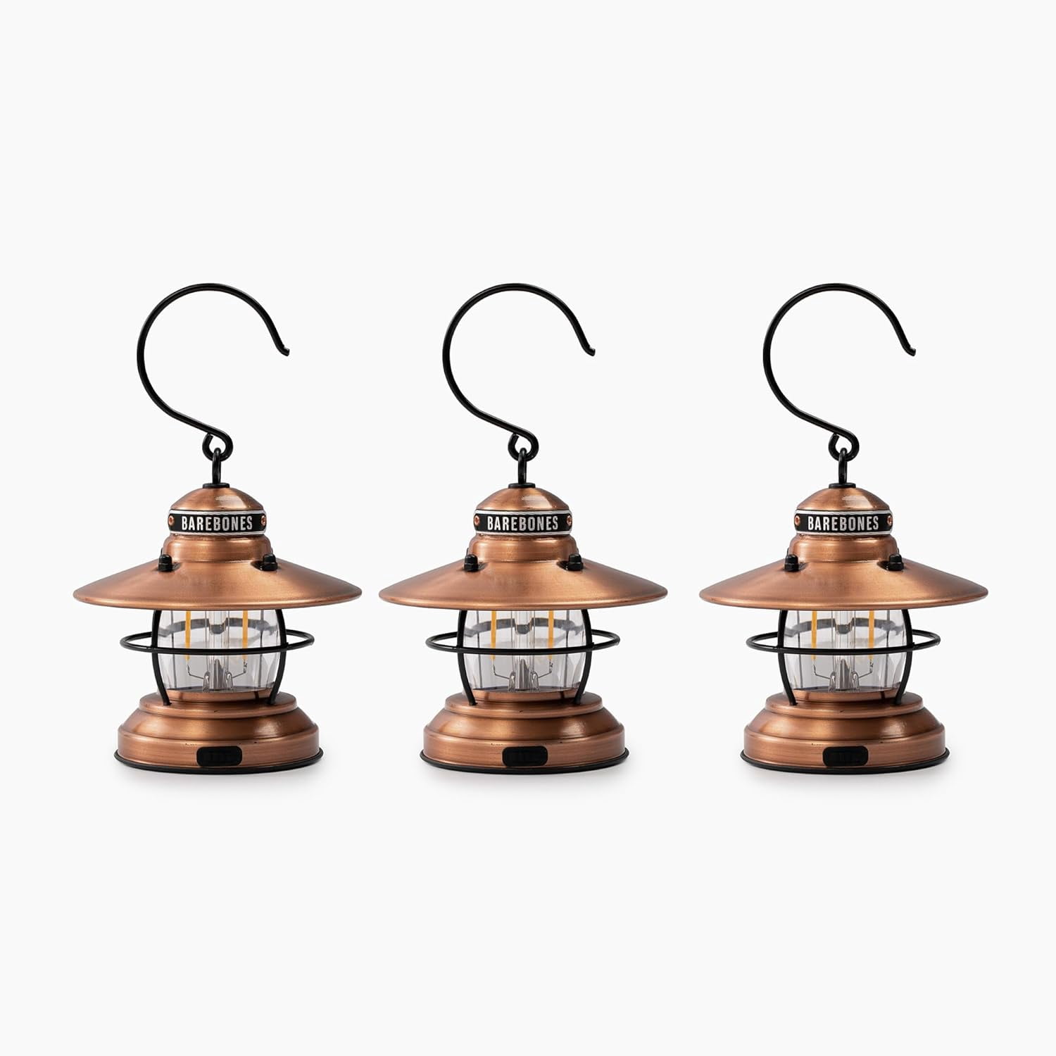 Edison Mini Lantern – 3 Packs Copper, Vintage LED Camping Lantern with ...