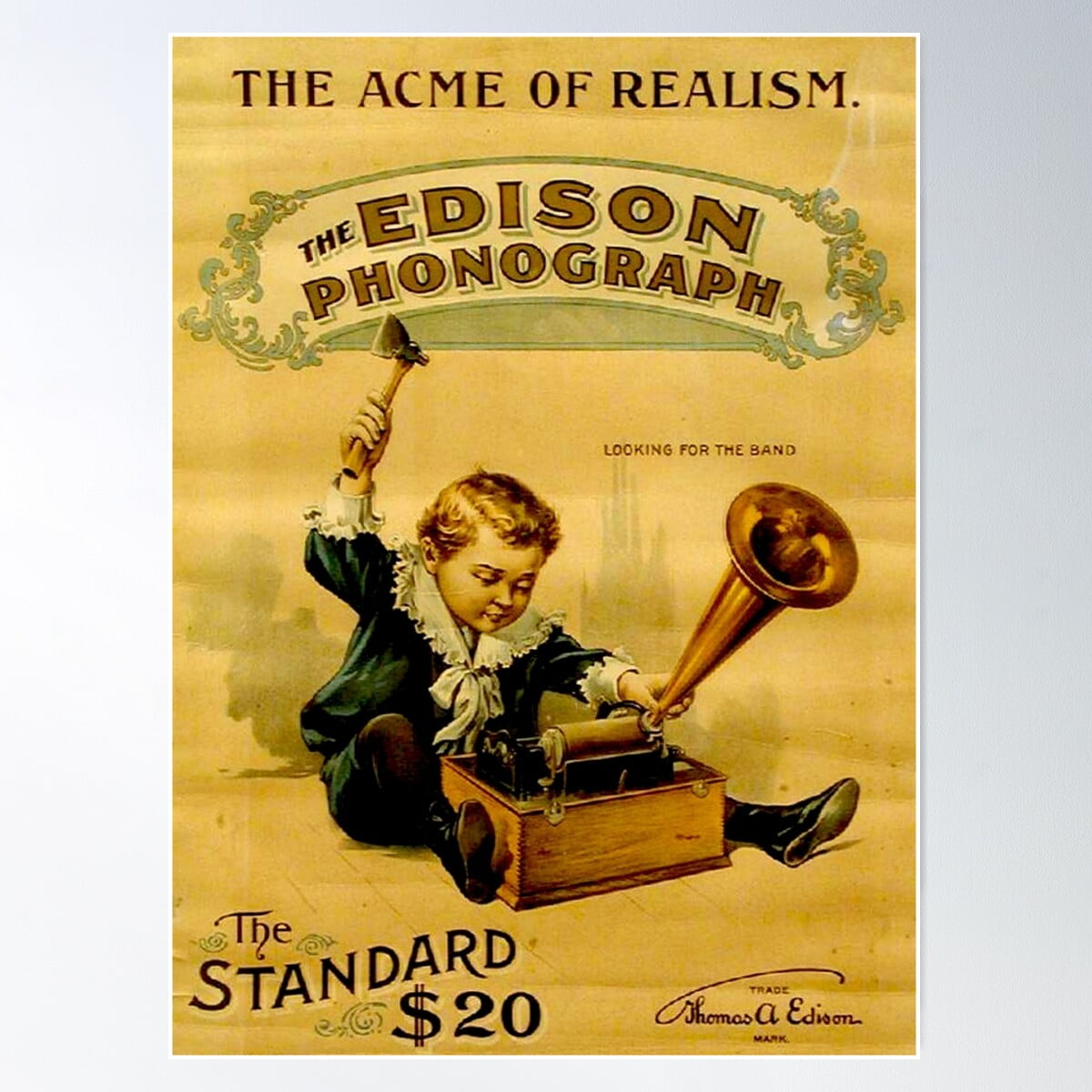 Edison Phonograph; Vintage Pictorial Advertising Print Poster Wall Art ...