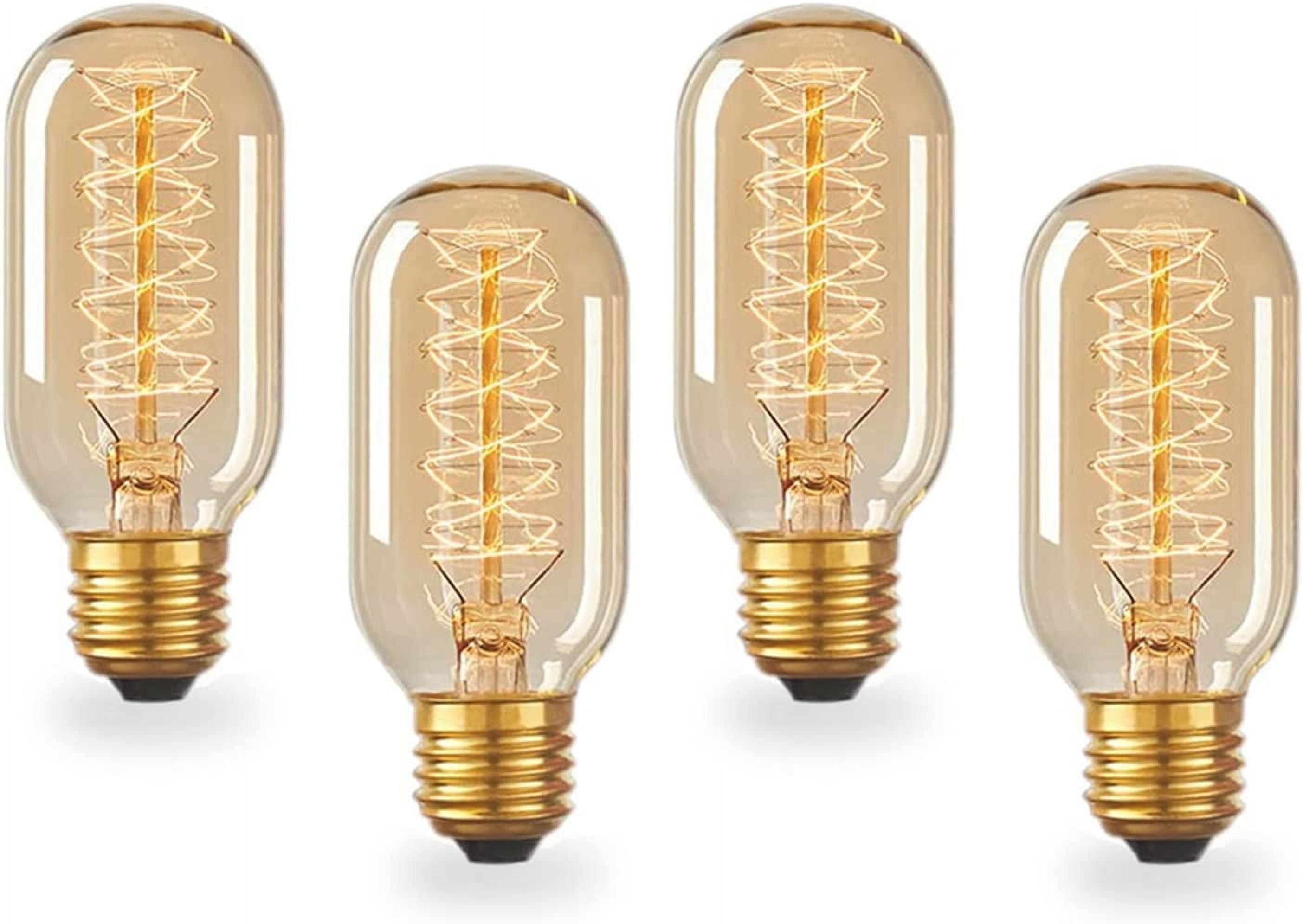 Edison Tubular Style Bulb T14/T45, Vintage Bulbs, Dimmable, Warm Yellow, 40W (E26), Squirrel ...
