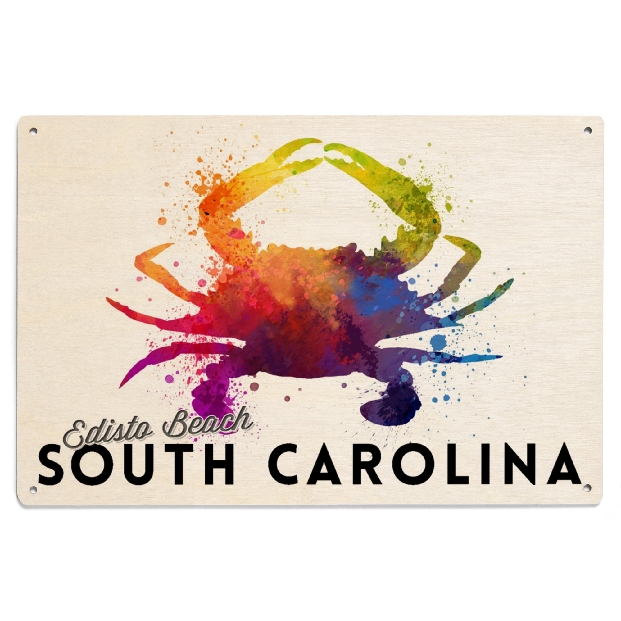 Edisto Beach, South Carolina, Blue Crab, Abstract Watercolor Birch Wood ...