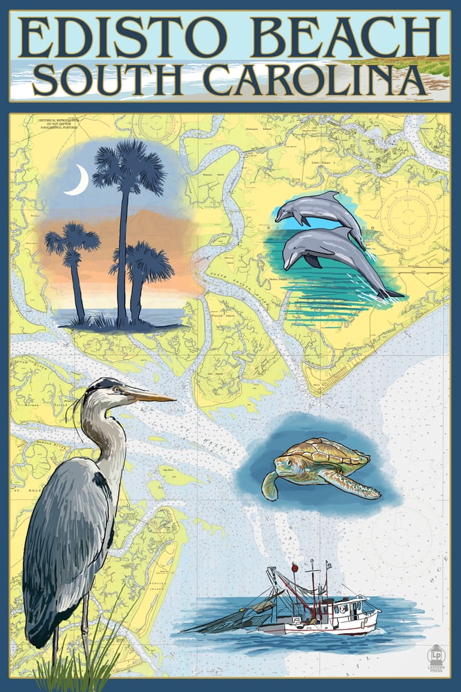 Edisto Beach, South Carolina, Nautical Chart (24x36 Giclee Gallery Art ...