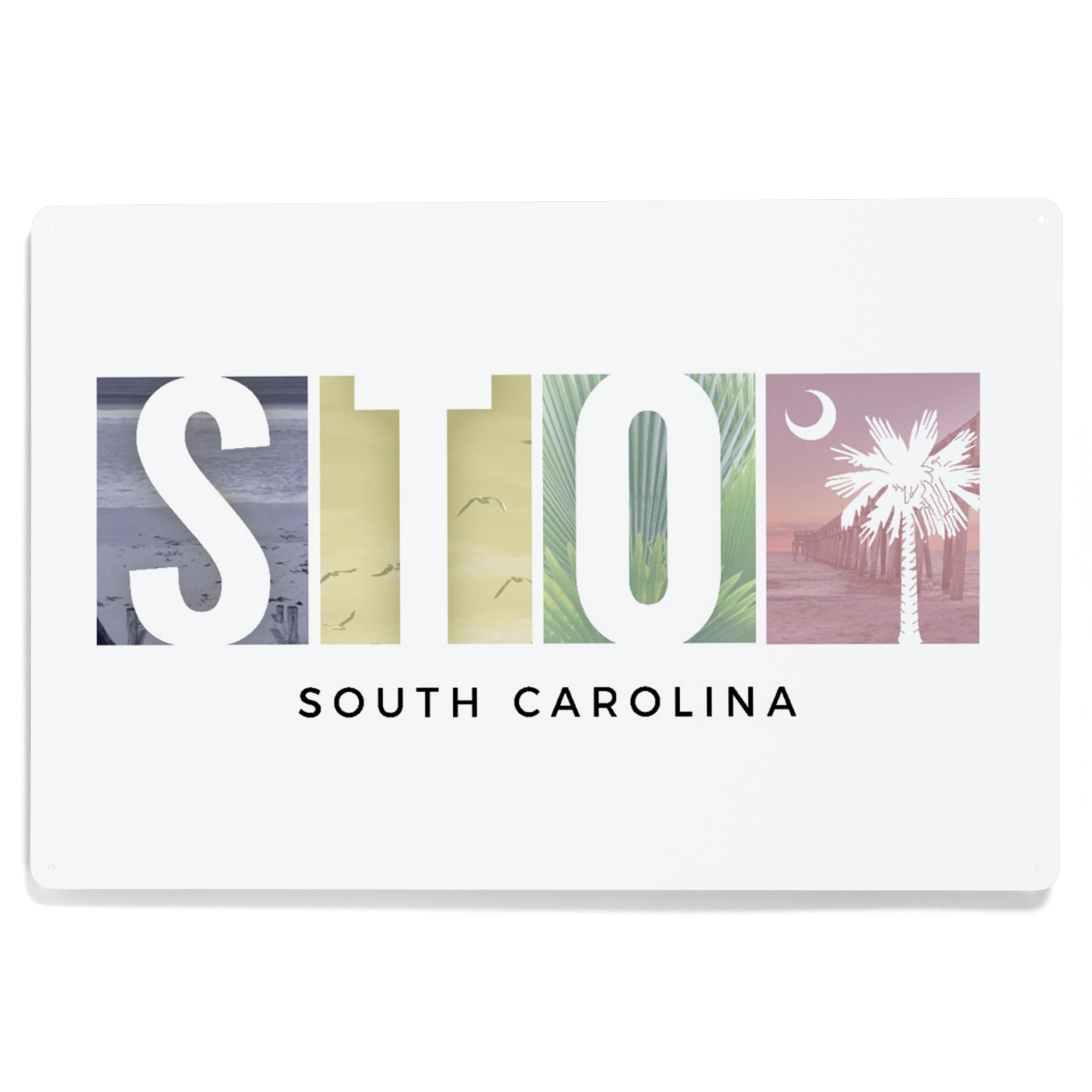 Edisto Beach, South Carolina, STO, Icon Boxes and Palmetto Tree (12x18 ...