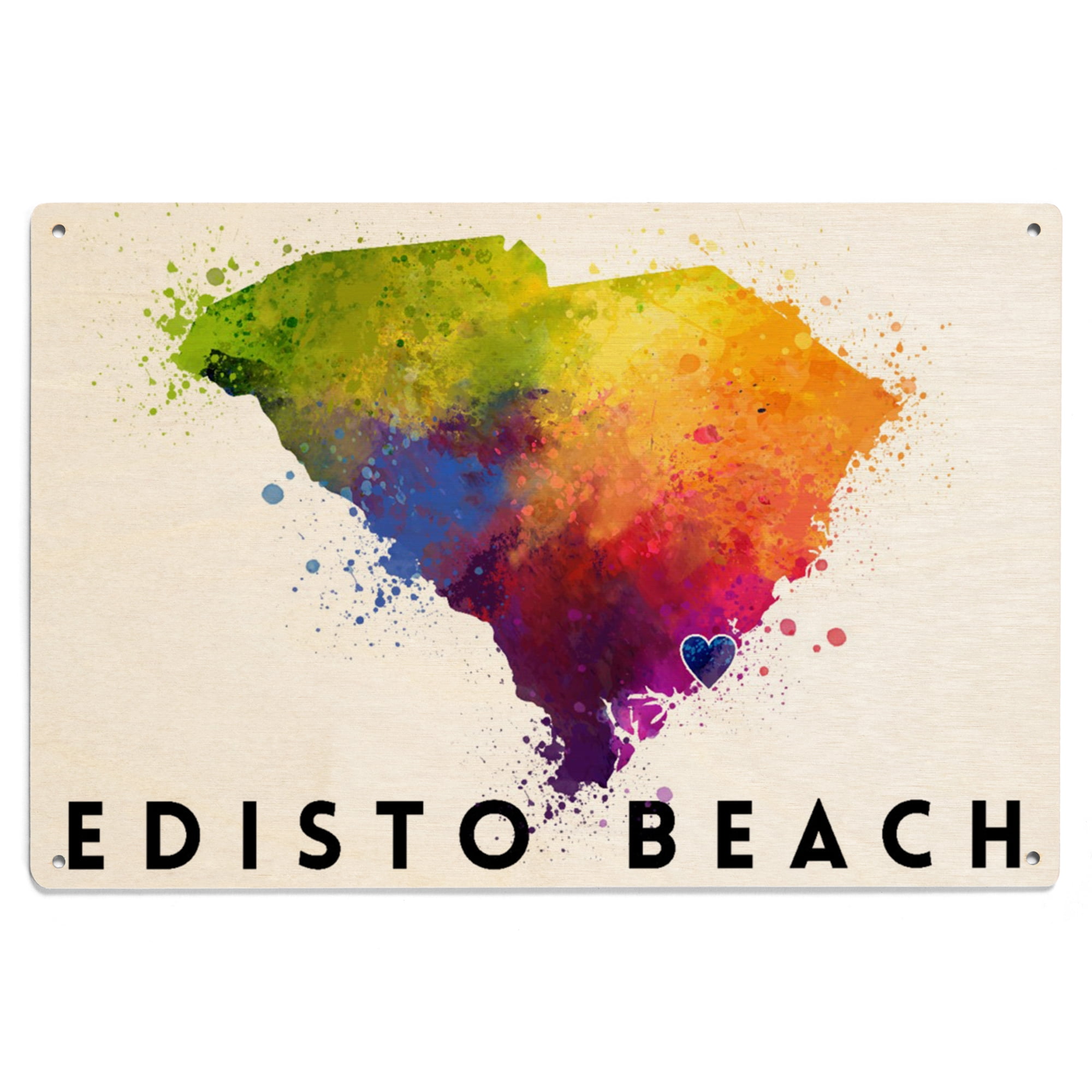Edisto Beach, South Carolina, State Abstract Watercolor Birch Wood Wall ...