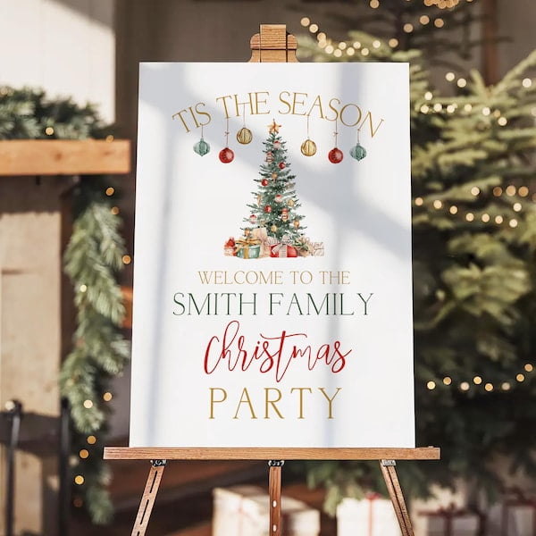 Editable Christmas Welcome Sign Template Christmas Tree Welcome Poster ...