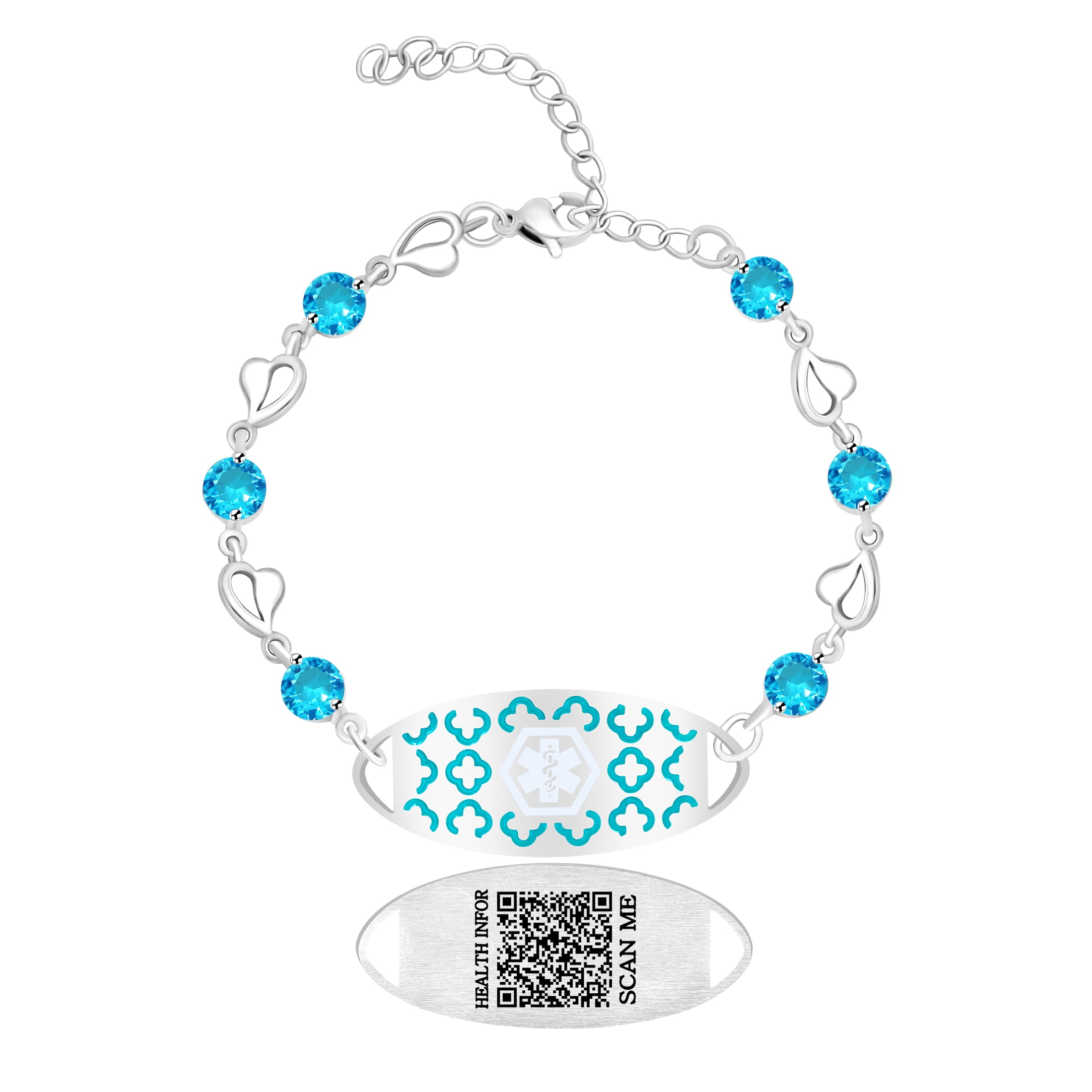 Editable QR Code Medical Alert Bracelet for Women | Stainless Steel ...