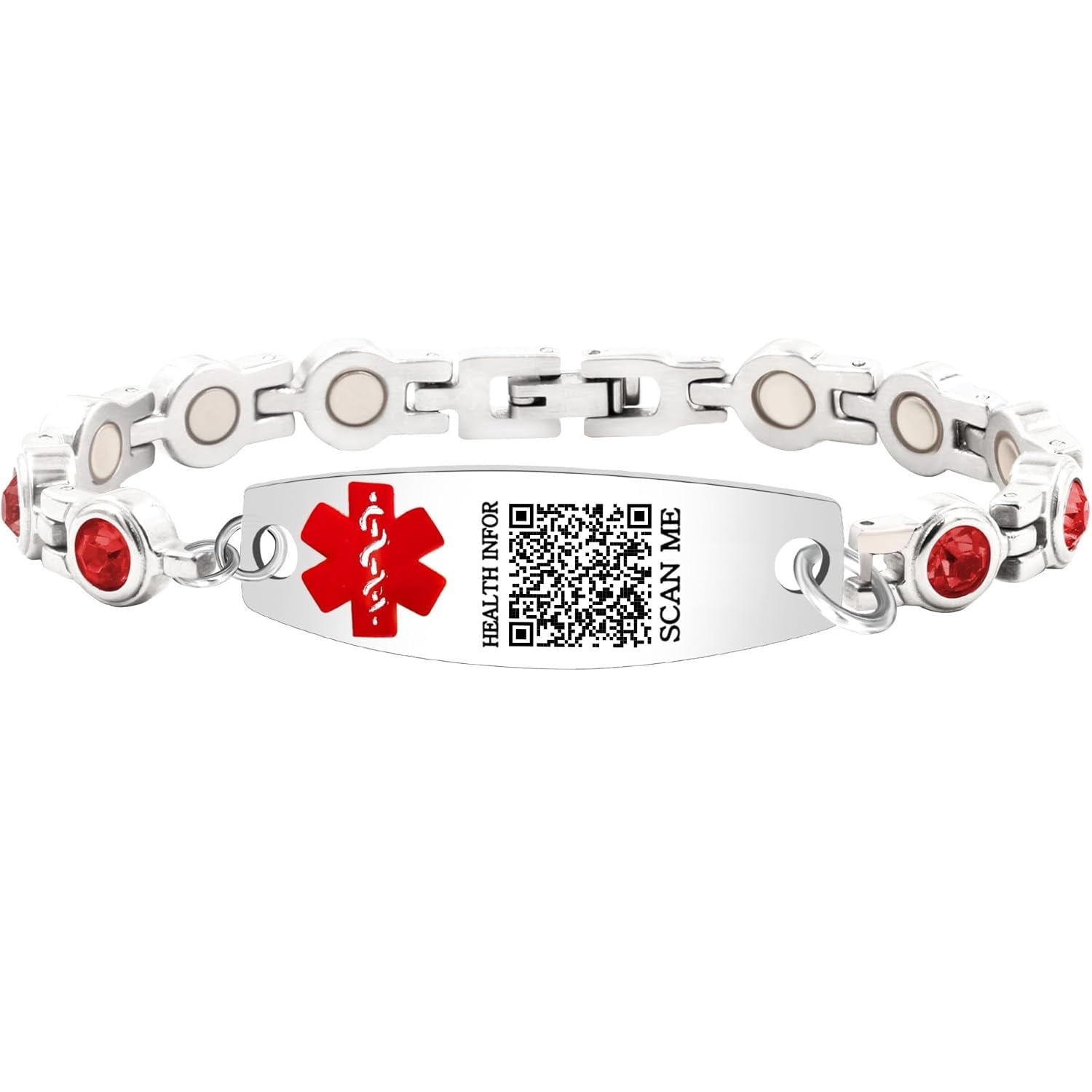 Editable QR Code Medical Alert Bracelet for Women, Stainless Steel with ...