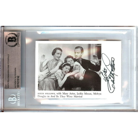 Edith Fellows Geraldine Fitzgerald Dual Signed Cut Signature BAS ...