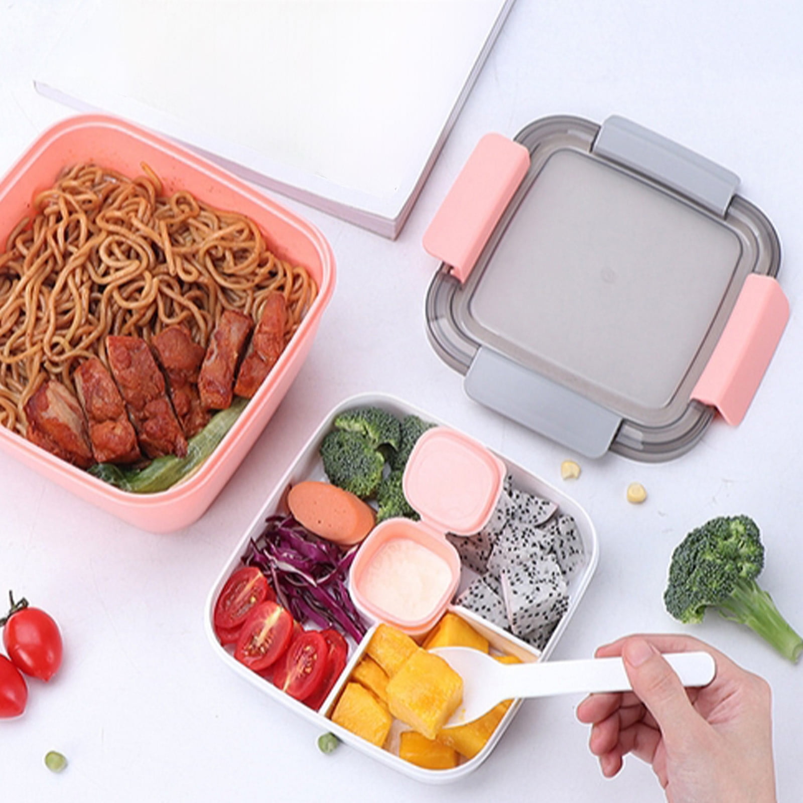 Editor's Choice, Plastic Food Storage Box, Double Layer Bento Box, Small Compartment Divider ...