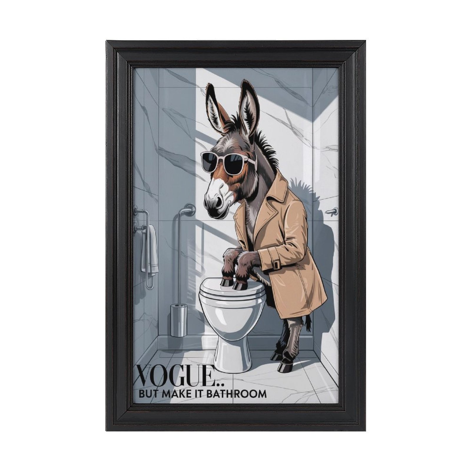 Editorial Glam Donkey Funny Bathroom Poster With Modern Toilet Chic ...