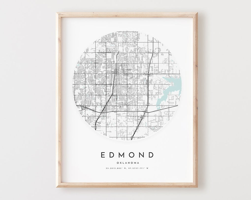 Edmond Map Print, Edmond Map Poster City Wall Art, Ok Road Map ...