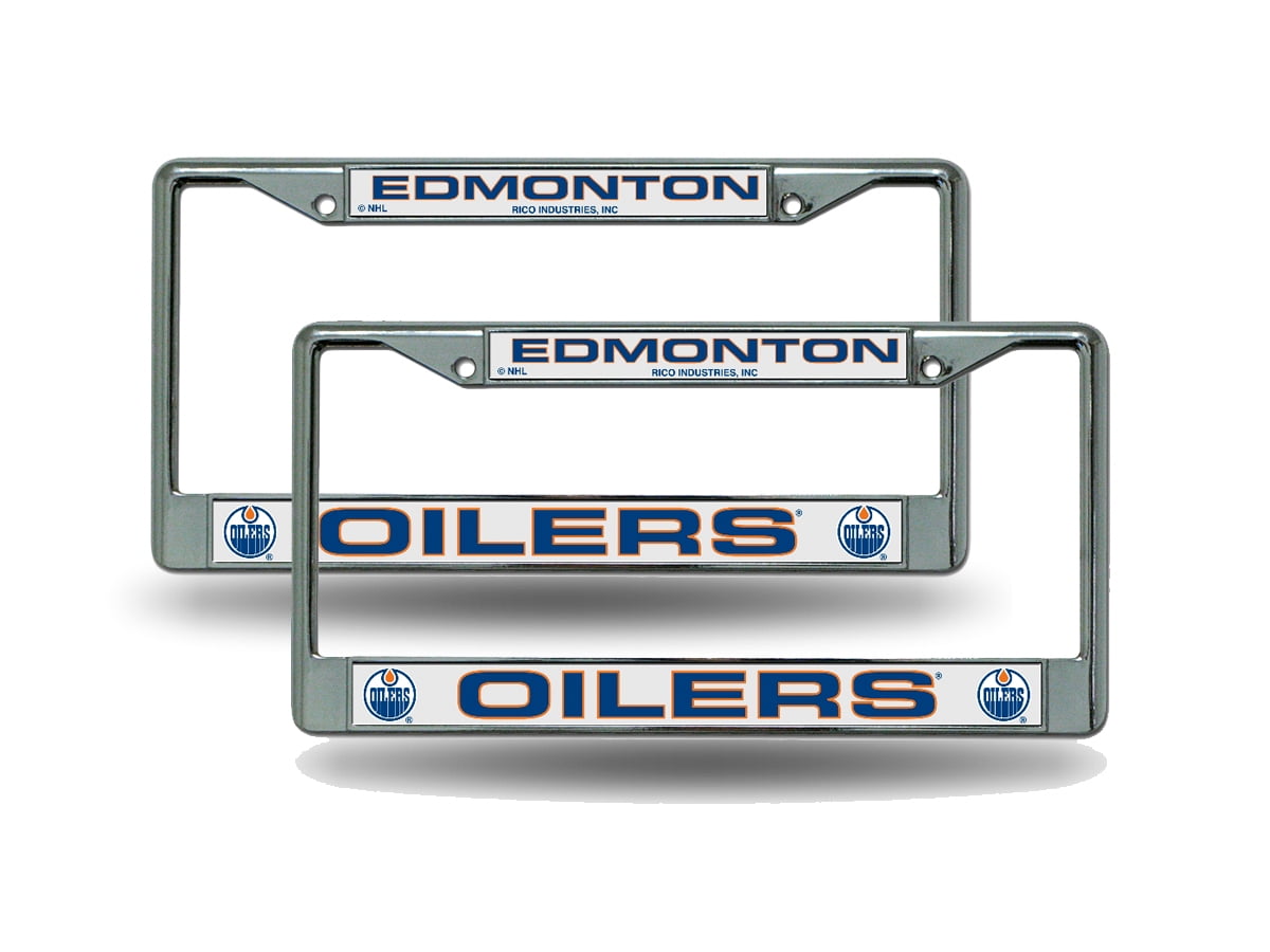 Edmonton Hockey Oilers Chrome Metal License Plate Frame Set of 2 for ...