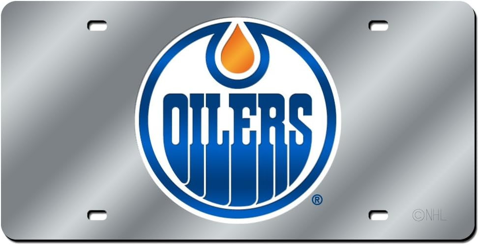 Edmonton Hockey Oiler's Logo Silver Mirror Look LASER License Plate ...