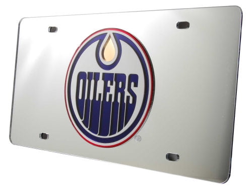 Edmonton NHL Oilers Logo Silver Mirror Look LASER License Plate ...