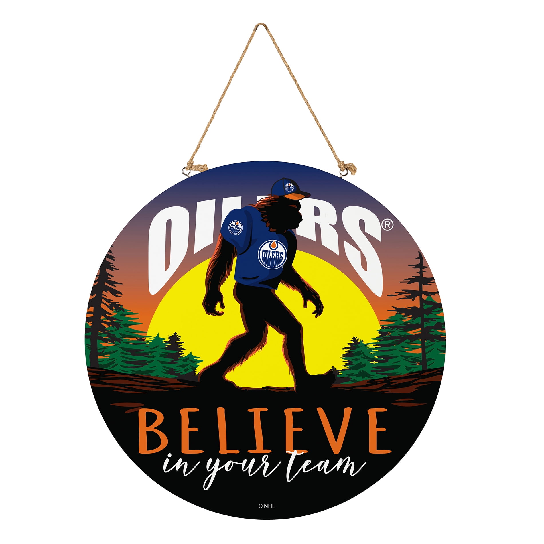 Edmonton Oilers 18" Bigfoot "Believe in Yourself" Team Logo Wood Round ...