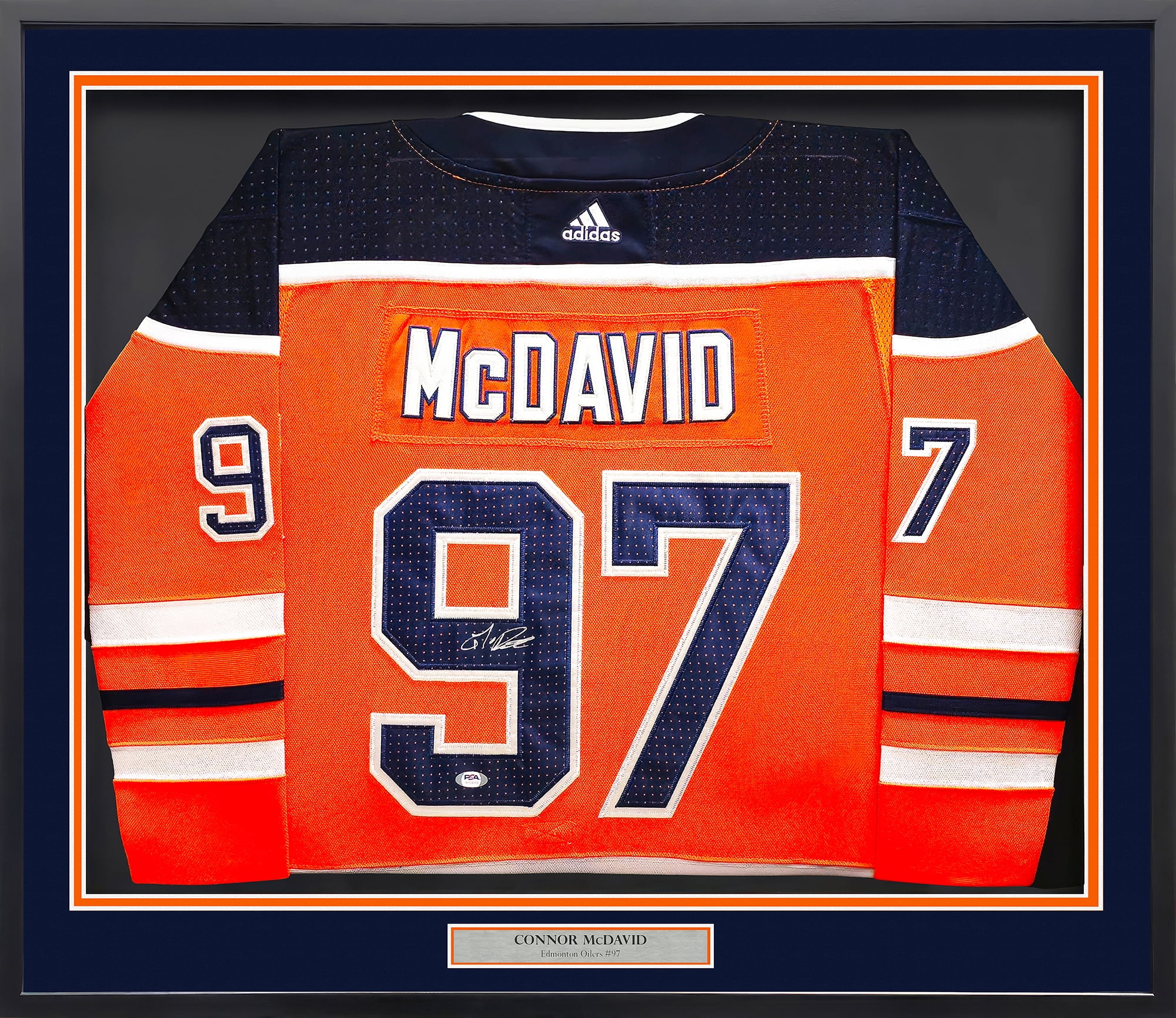 Edmonton Oilers Connor McDavid Autographed Framed Orange Adidas Jersey ...