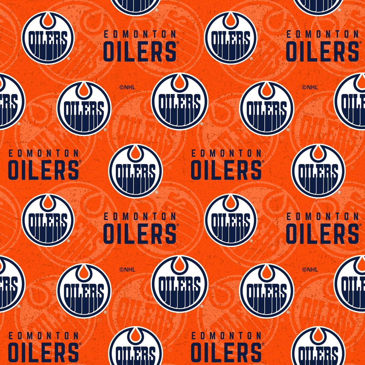 Edmonton Oilers Cotton Fabric with Tone on Tone Print and Matching ...