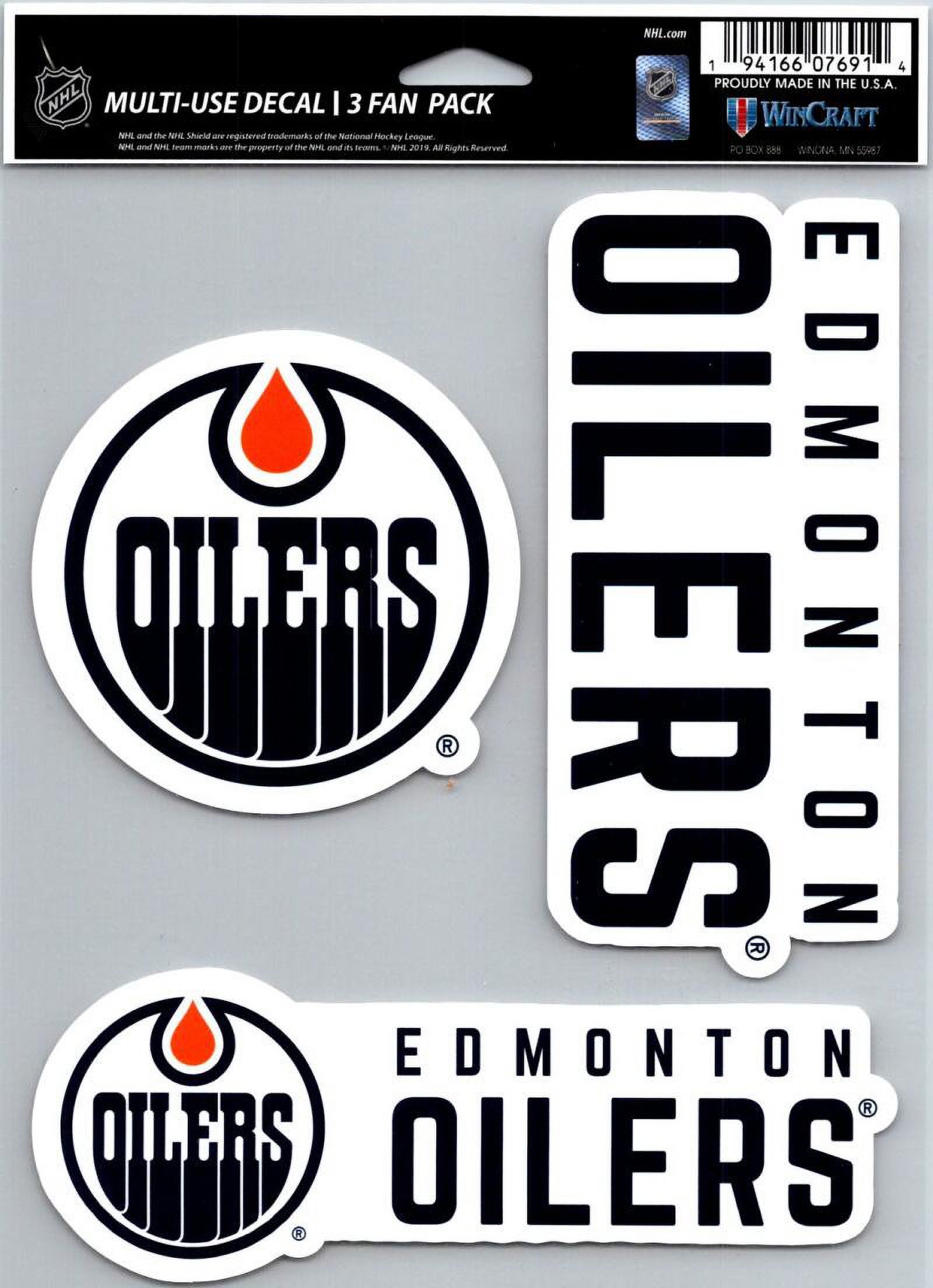 Edmonton Oilers Multi Use 3 Pack Fan Die Cut Decals 5.5" x 7.75 ...