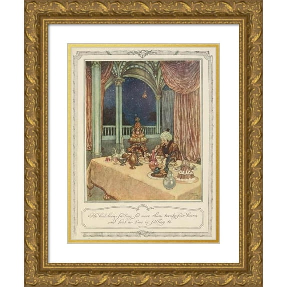 Edmund Dulac 12x14 Gold Ornate Wood Frame and Double Matted Museum Art ...