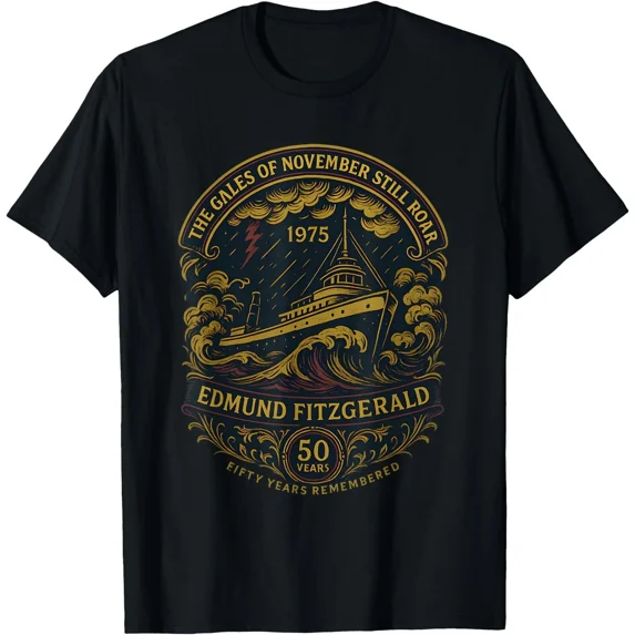 Edmund Fitzgerald 1975 Anniversary Great Lakes Maritime Tribute Retro ...