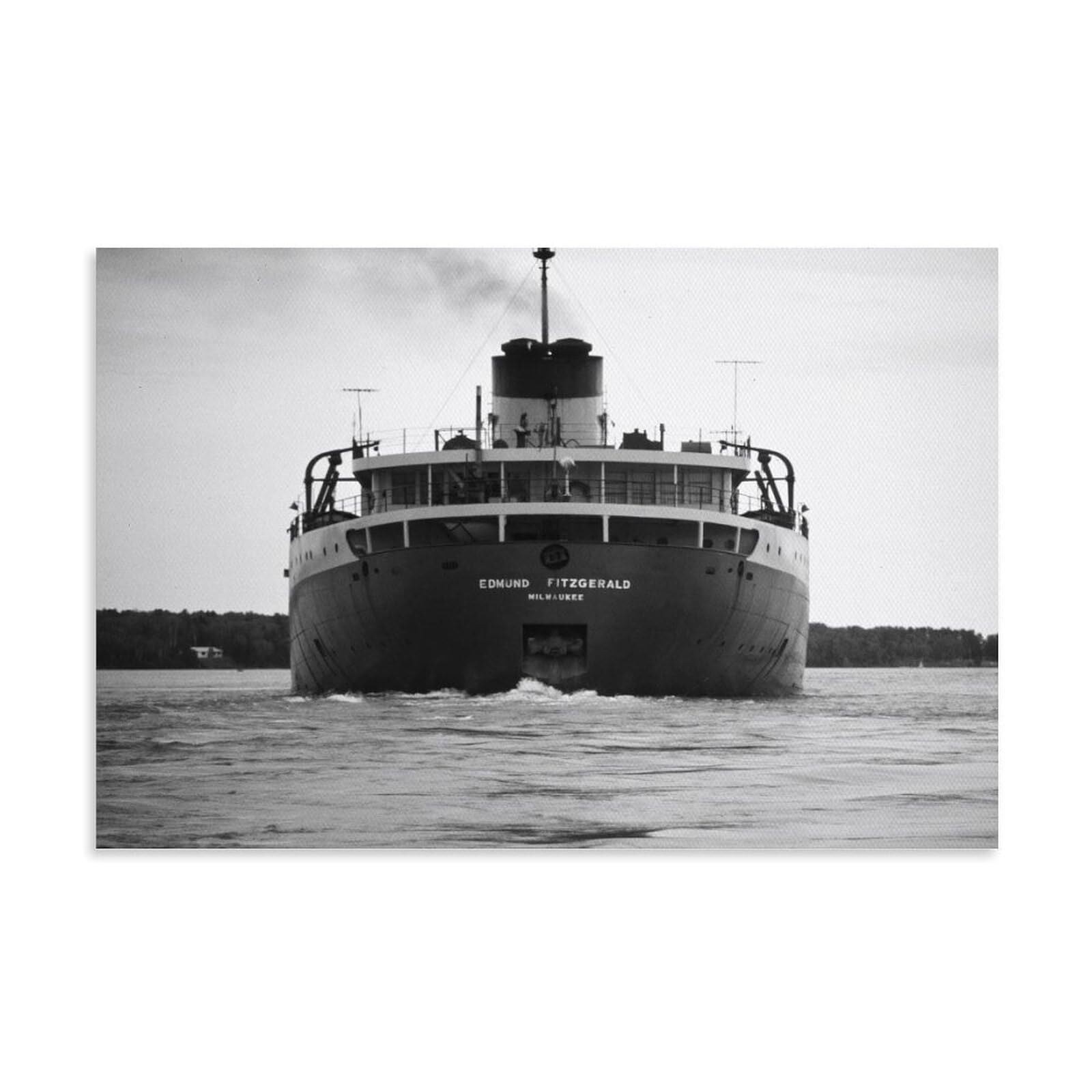 Edmund Fitzgerald Great Lakes Cargo Ship Vintage Poster Canvas Painting ...