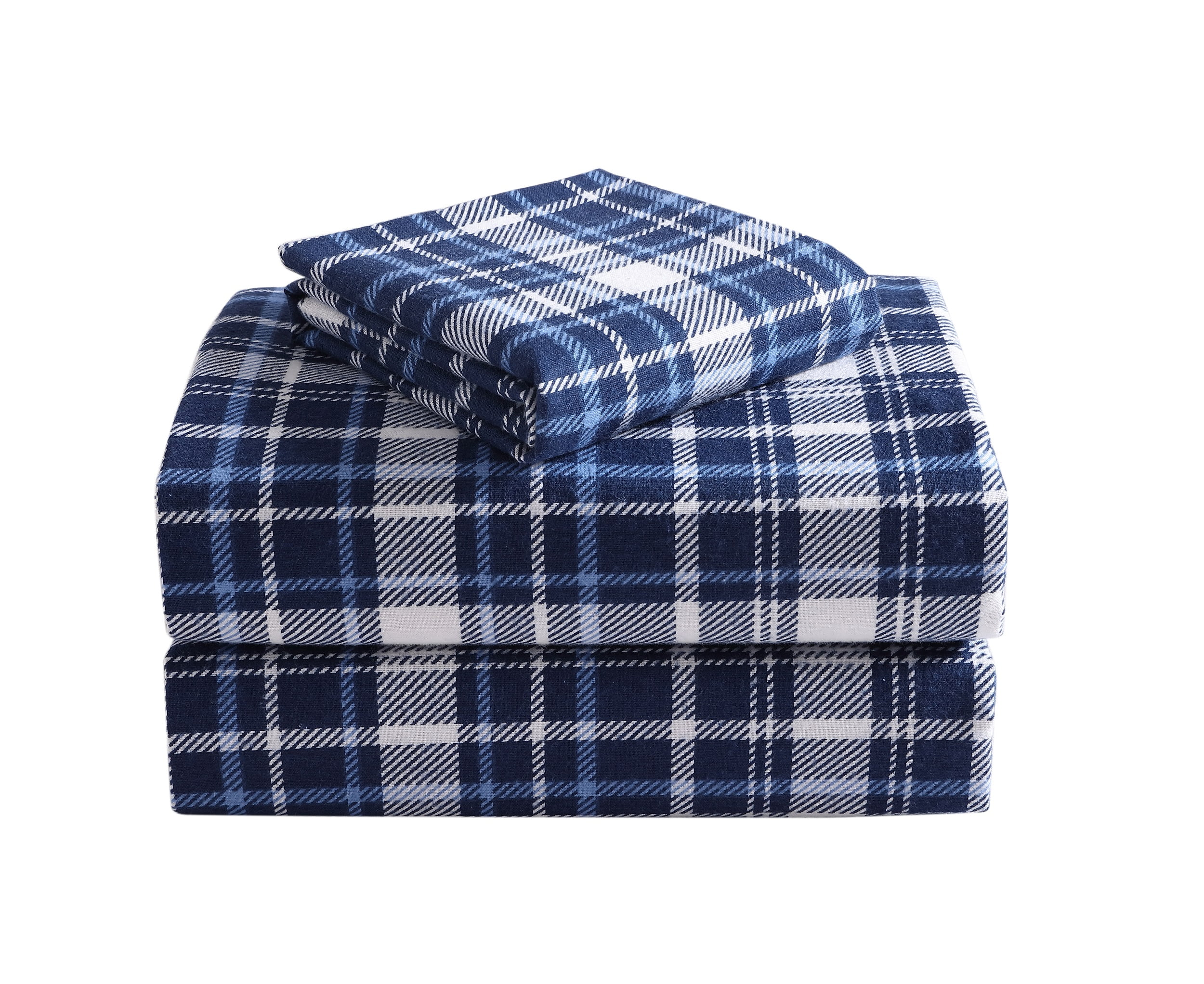 Edmund Navy Plaid Flannel Sheet Set Full - Walmart.com