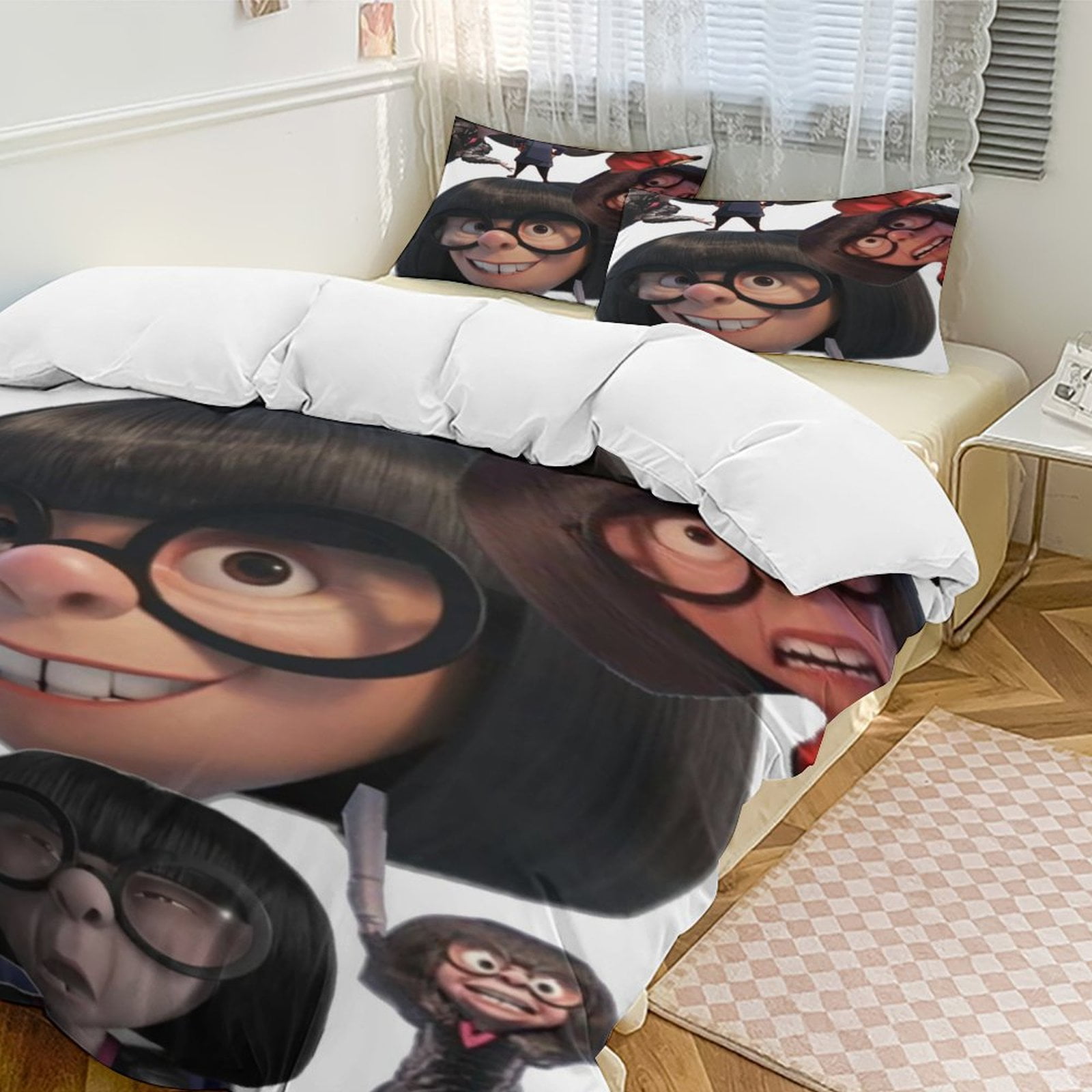 Edna Mode Duvet Cover Bedding Set Cartoon Print Soft Quilt Cover 3 Pieces, 1 Comforter Cover & 2 ...