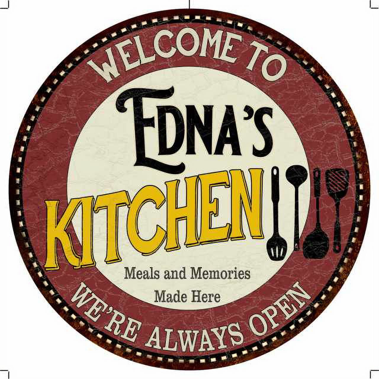 Edna's Kitchen 12" Round Metal Sign Bar Game Room Wall Déco ...