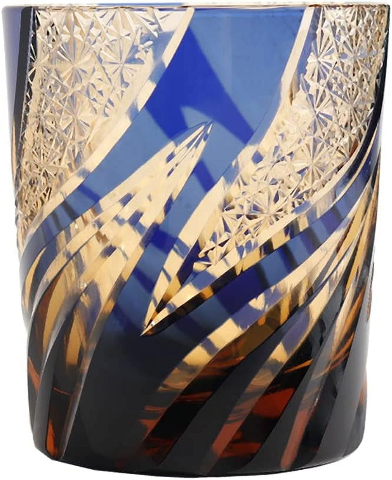 Edo Kiriko Old Fashioned Glasses Japanese Style Crystal Amber Diamond ...