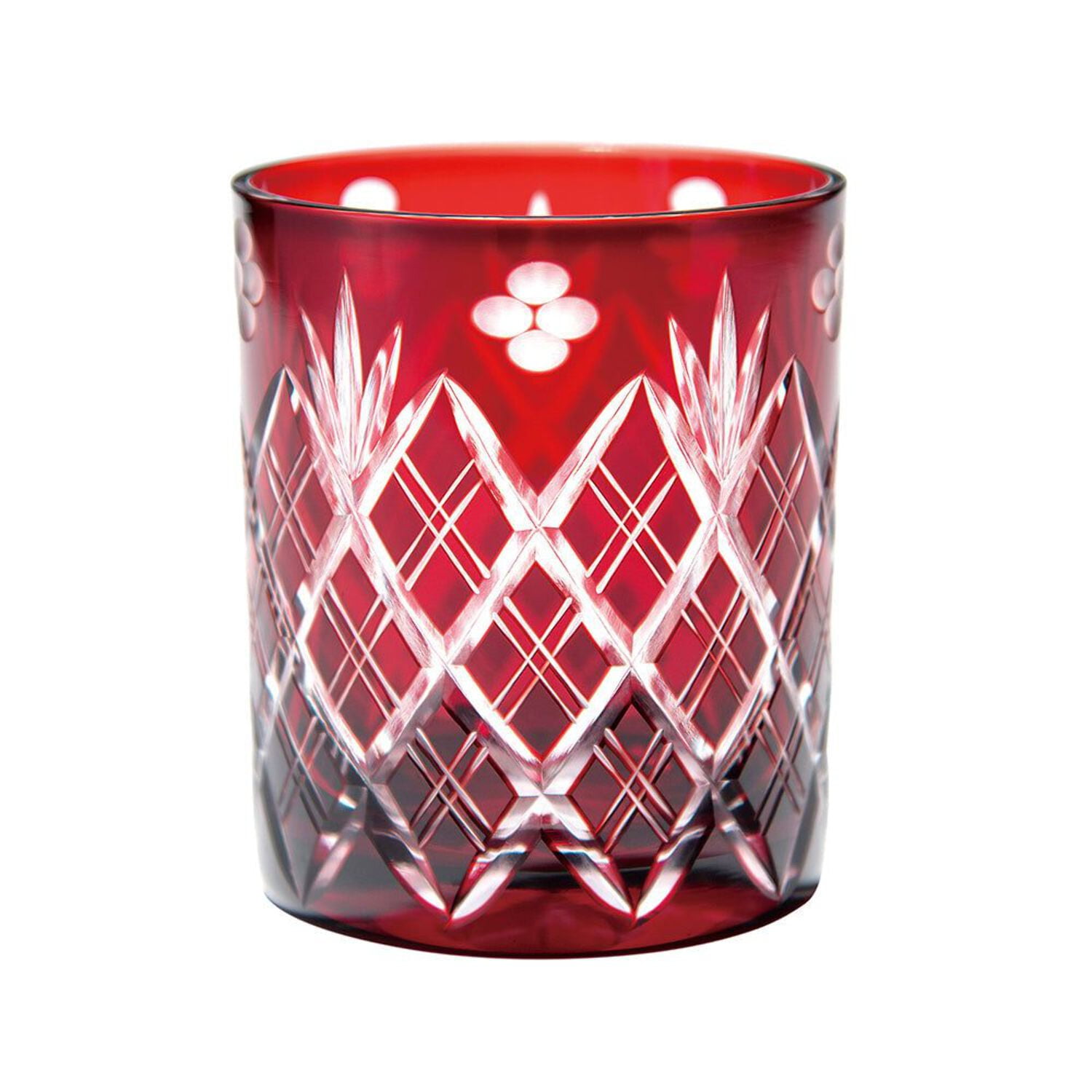 Edo Kiriko Special HQ Samurai Cut Rock Glass Shokakenyaraimon Red ...