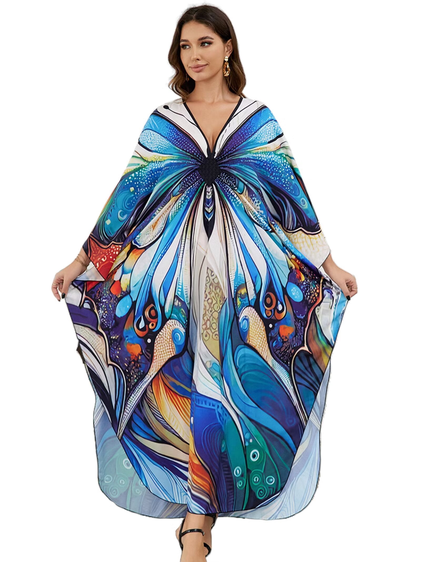 Edolynsa Beach Kaftan Cover up for Women Plus Szie Moroccan Dress Boho Arabic Dresses Maxi ...