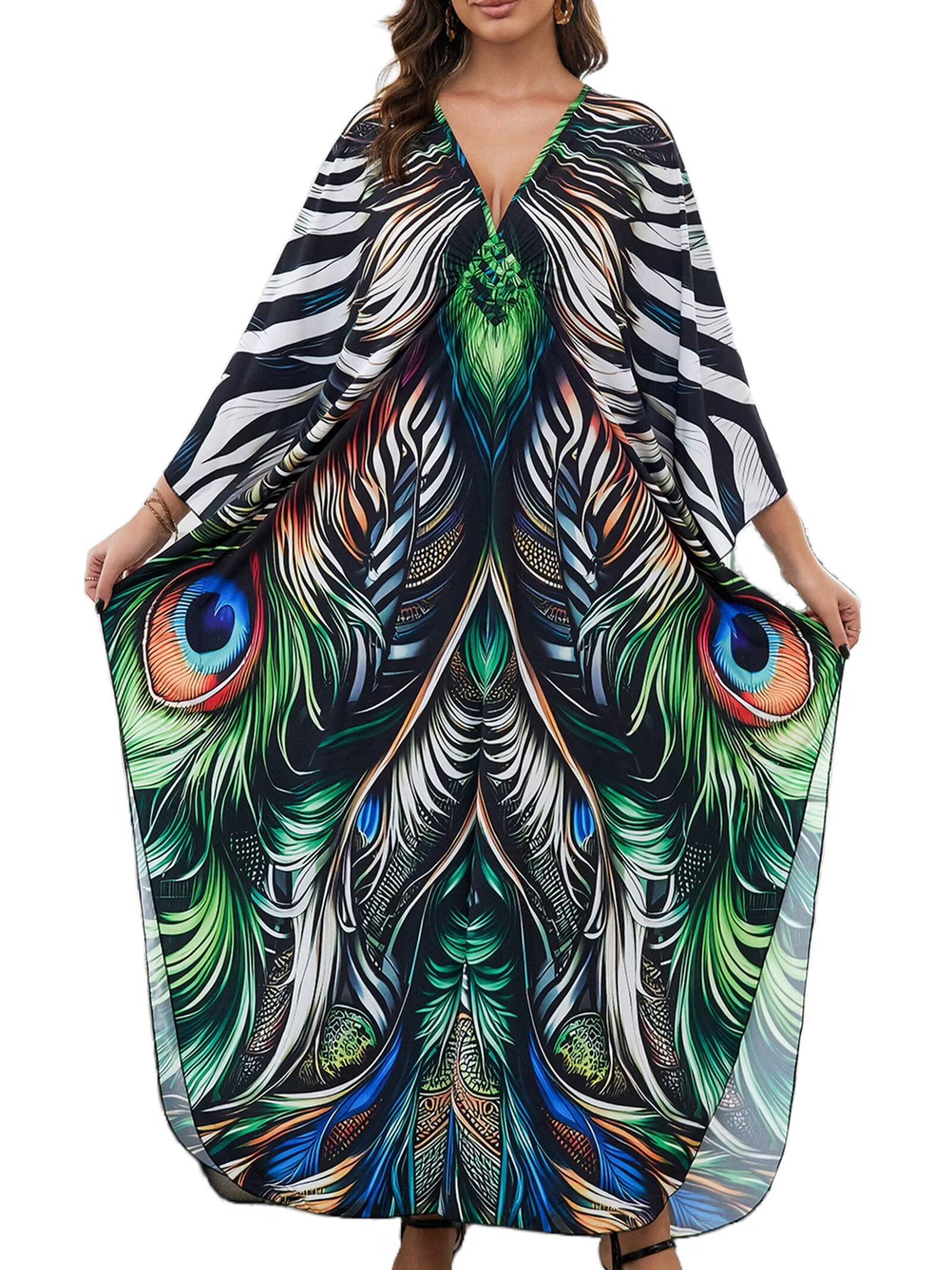 Edolynsa Beach Kaftan Cover up for Women Plus Szie Moroccan Dress Boho ...