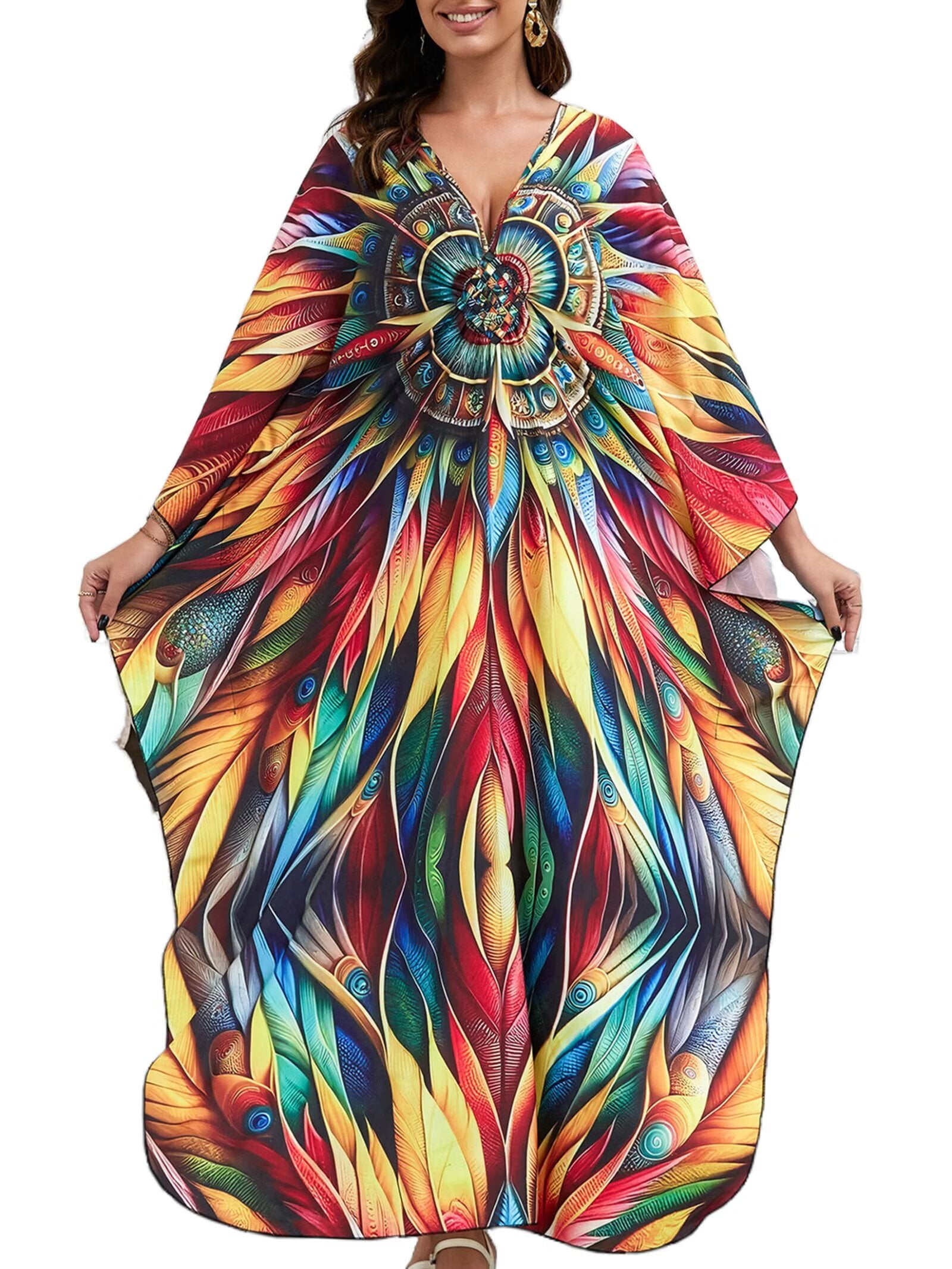 Edolynsa Beach Kaftan Cover up for Women Plus Szie Moroccan Dress Boho ...
