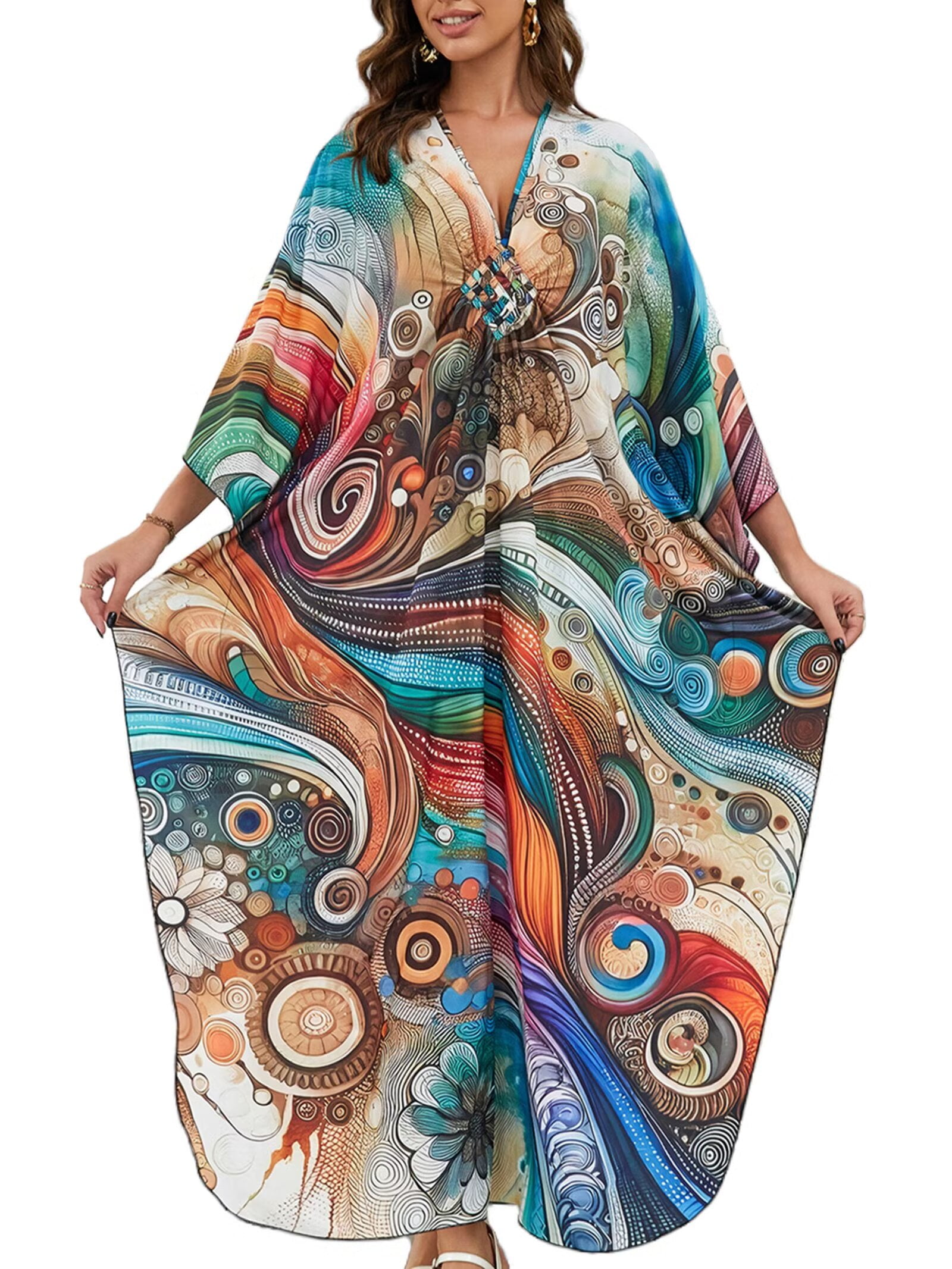 Edolynsa Beach Kaftan Cover up for Women Plus Szie Moroccan Dress Boho ...