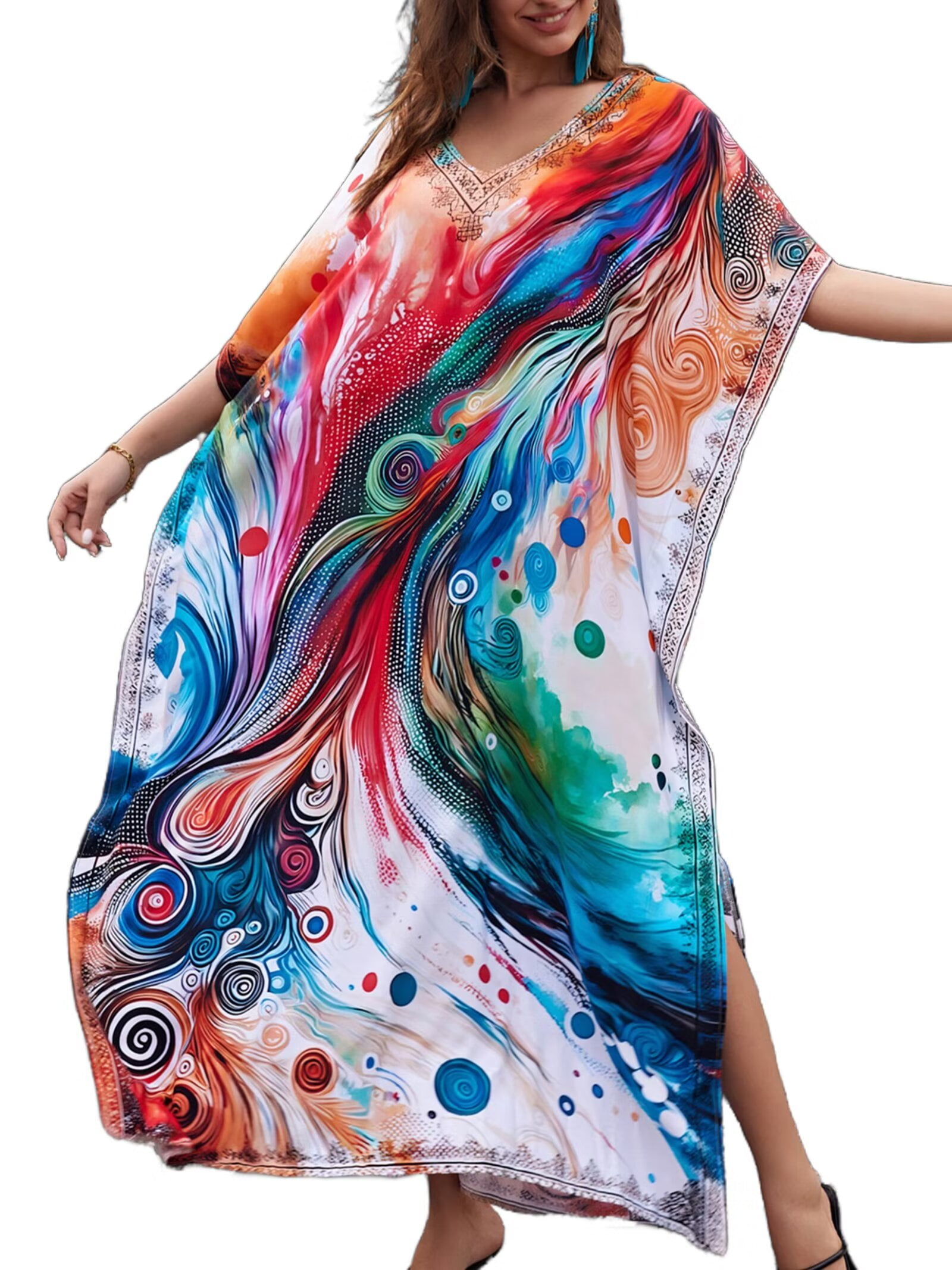 Edolynsa Caftan Loungewear for Women Long Kaftan Dresses Maxi Beach ...