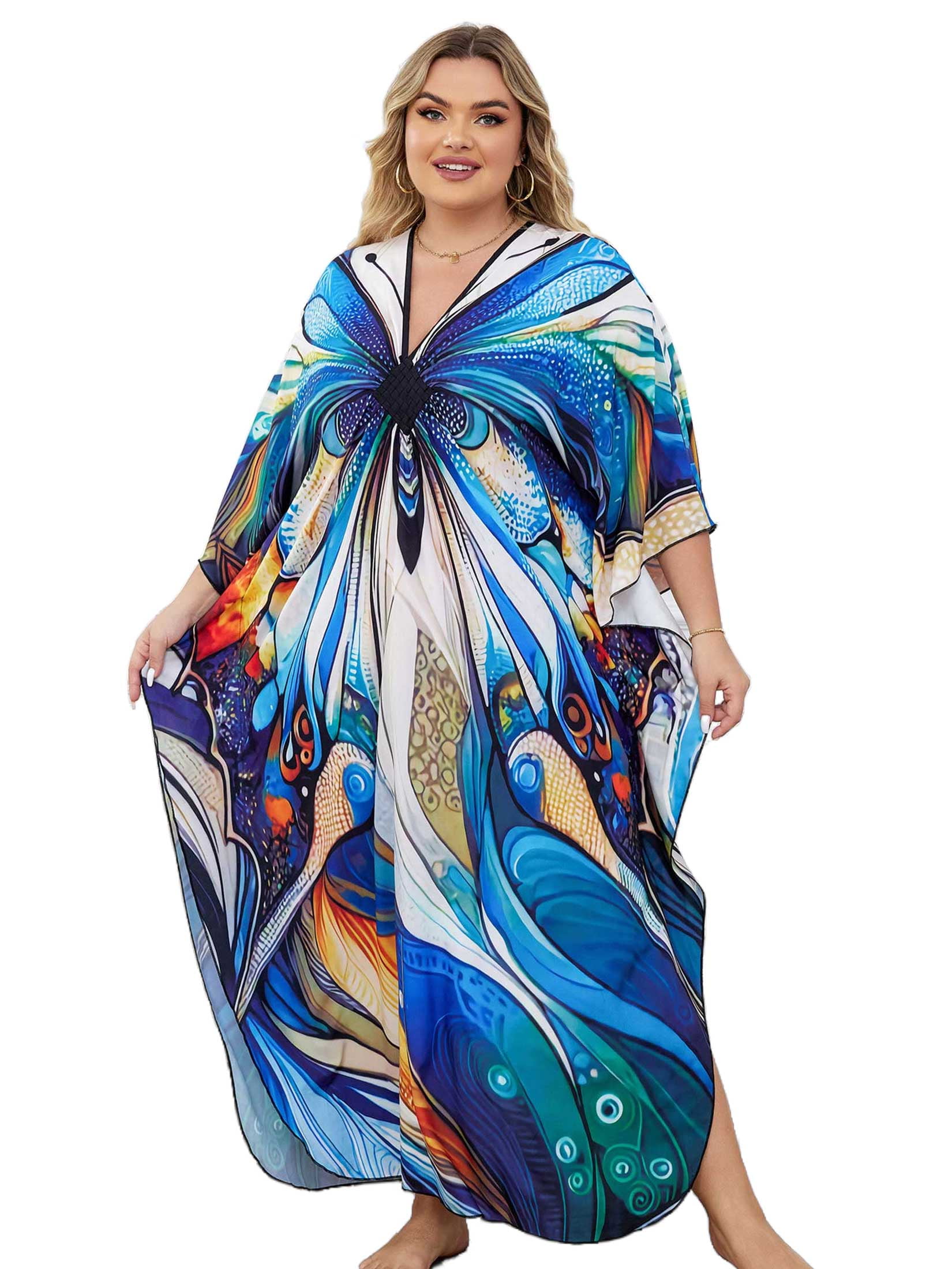 Edolynsa Caftans for Women Plus Size Swimwear Kaftan Cover up Loose Fit ...