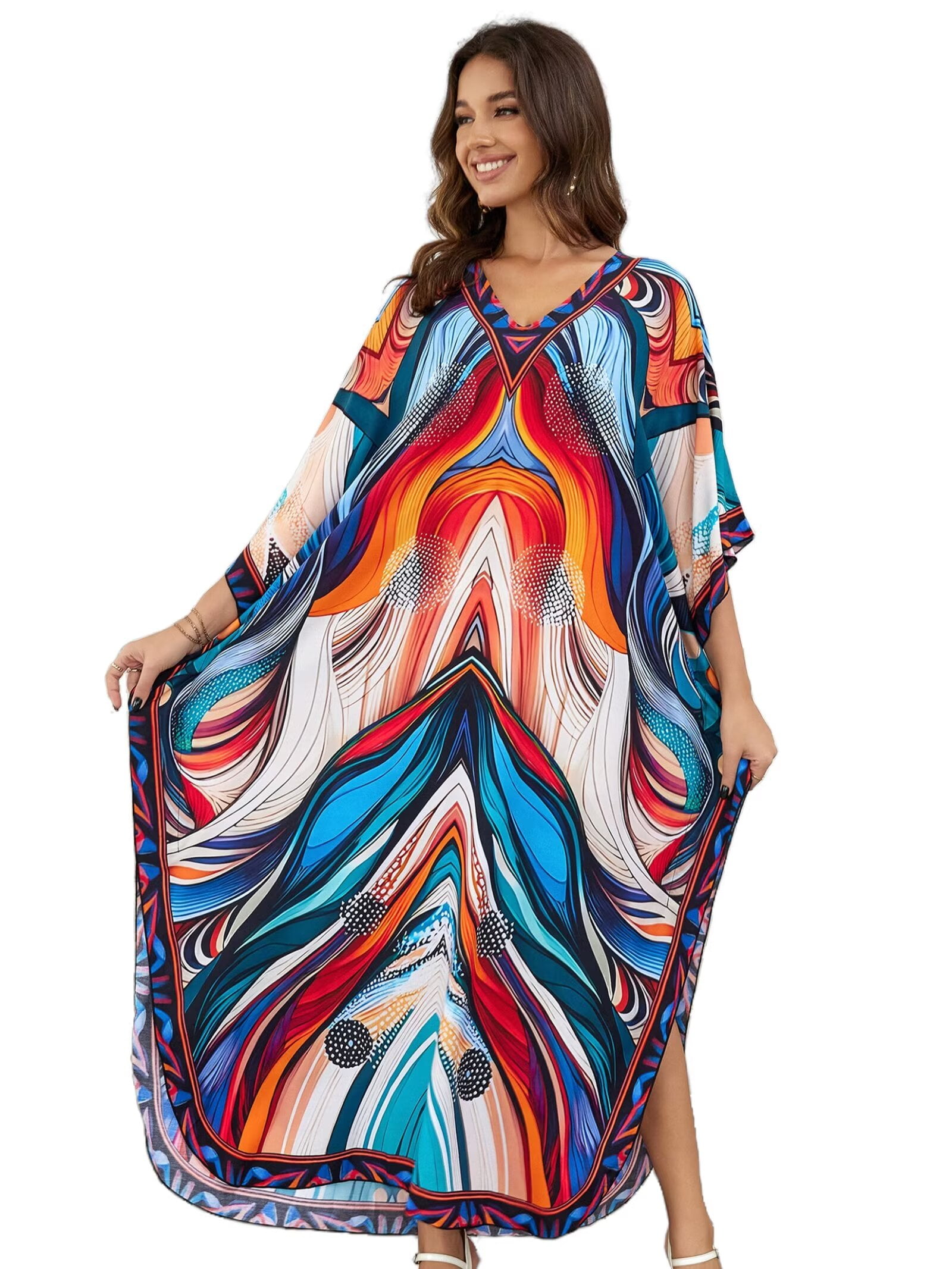 Edolynsa Kaftan Dress for Women Plus Size Caftan Loungewear Maxi Beach ...