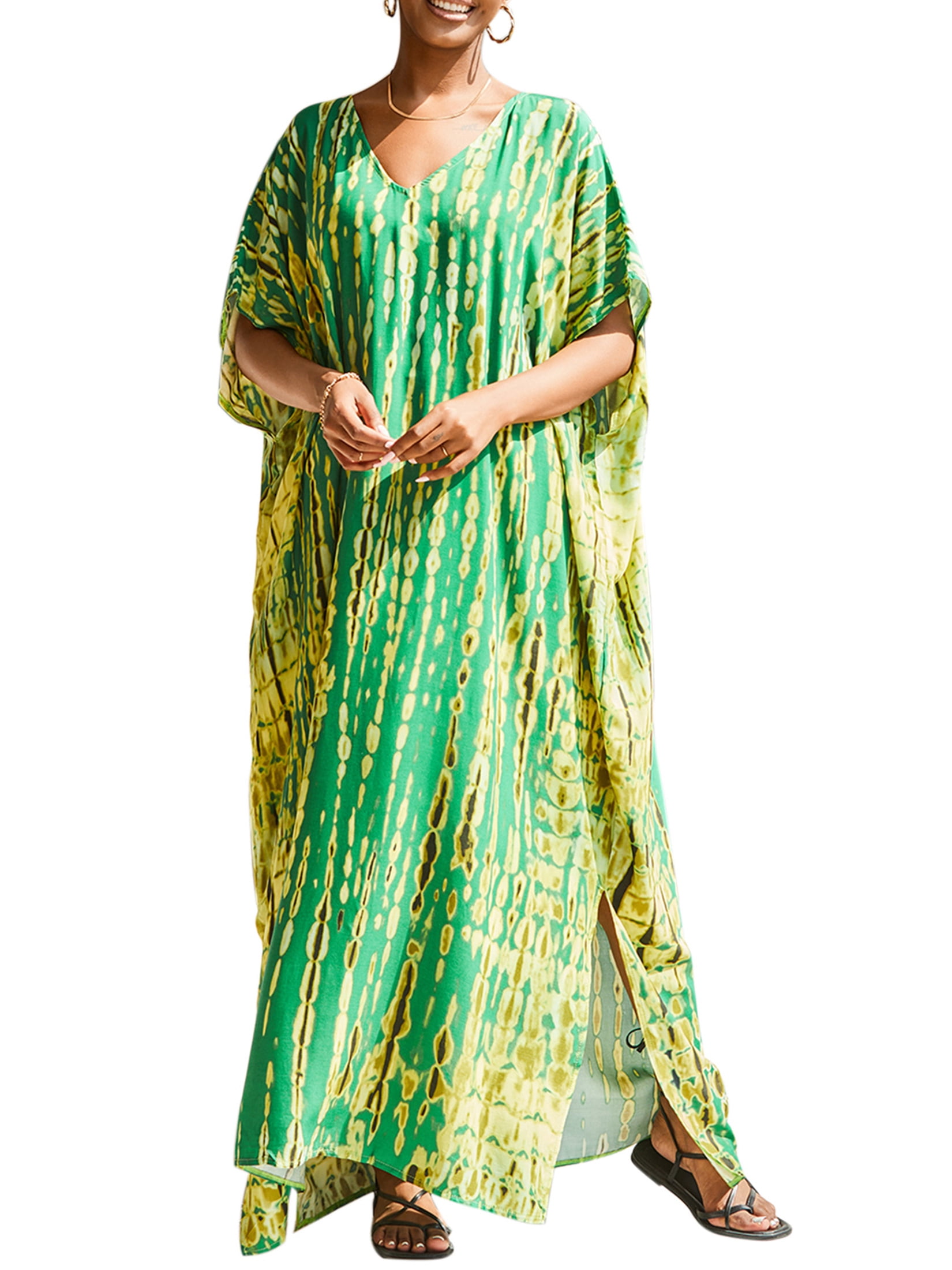 Edolynsa Long Kaftan Dress for Women Summer Simple Dresses Stylish ...